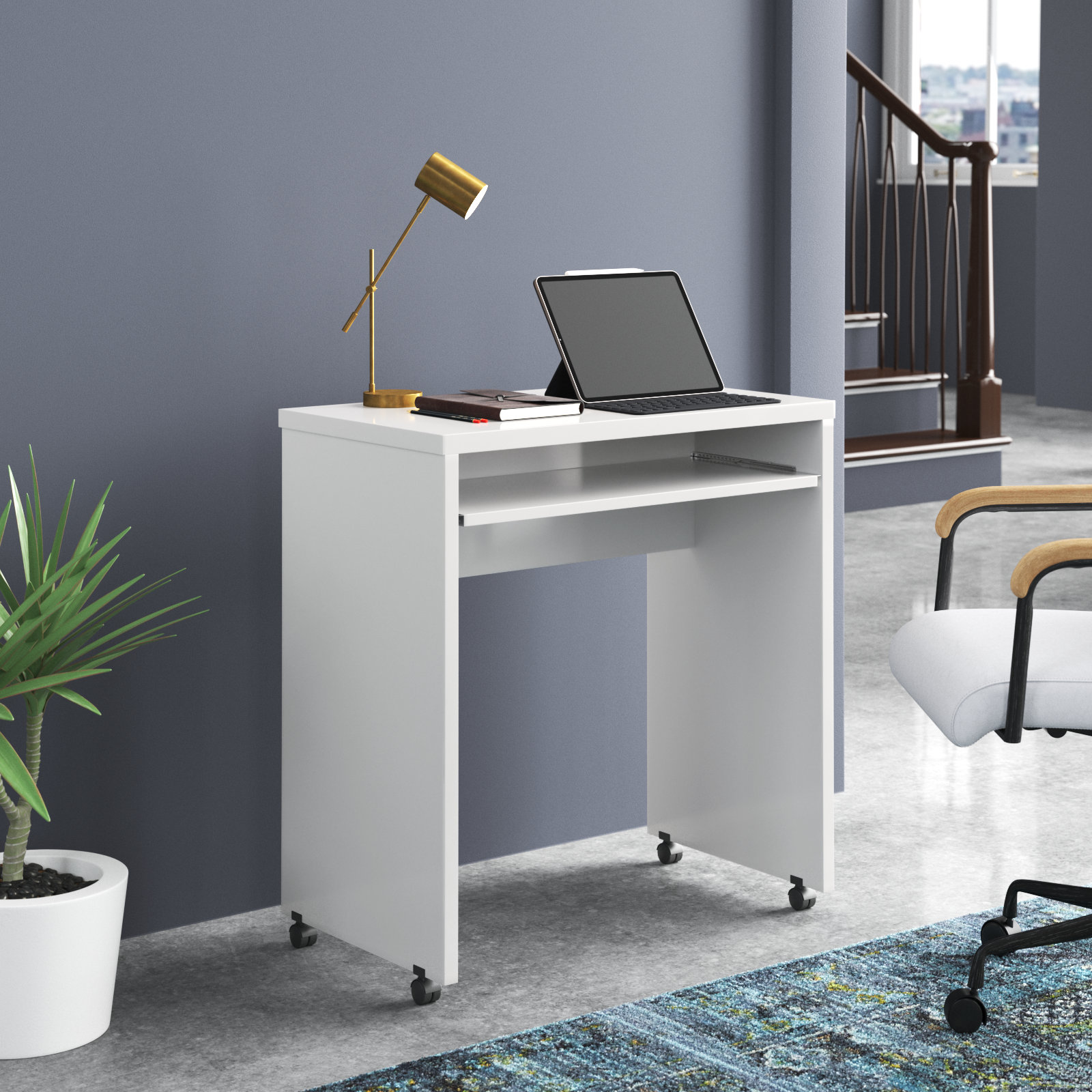 Boahaus LLC Boahaus Kyoto Mobile Computer Desk, White Finish with ...