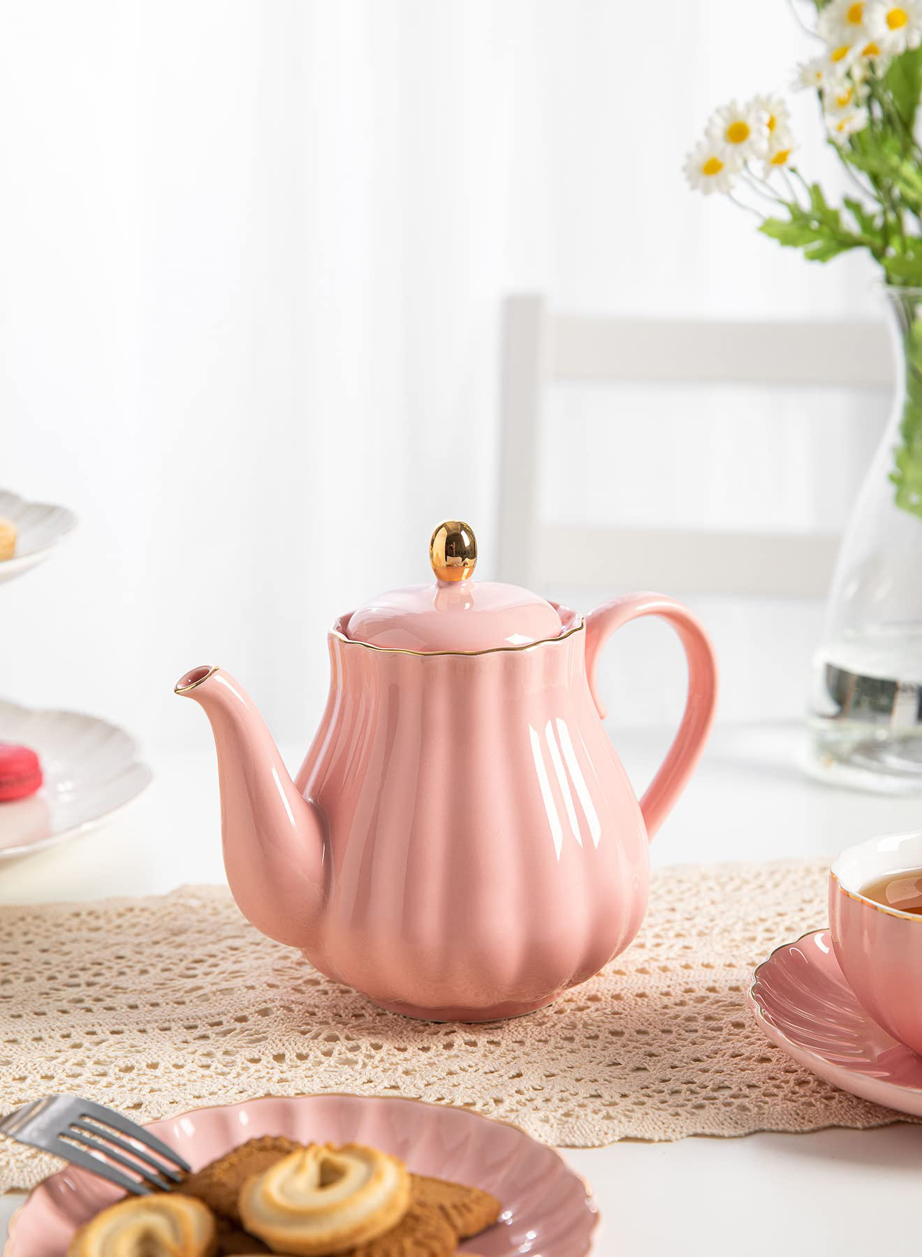 Mercer41 Royal Teapot, Porcelain Tea Pot With Stainless Steel Infuser ...