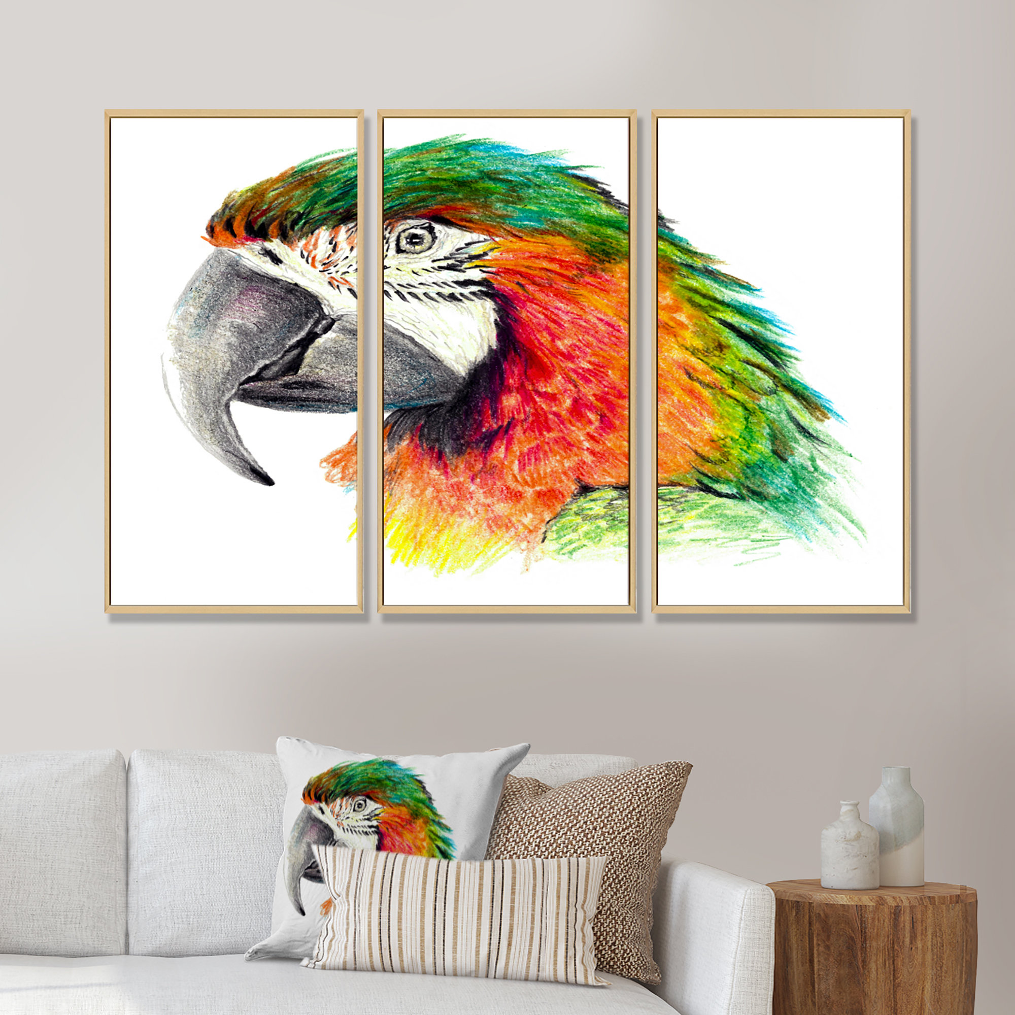 Bayou Breeze Portrait Of Orange Green Parrot - Traditional Framed ...