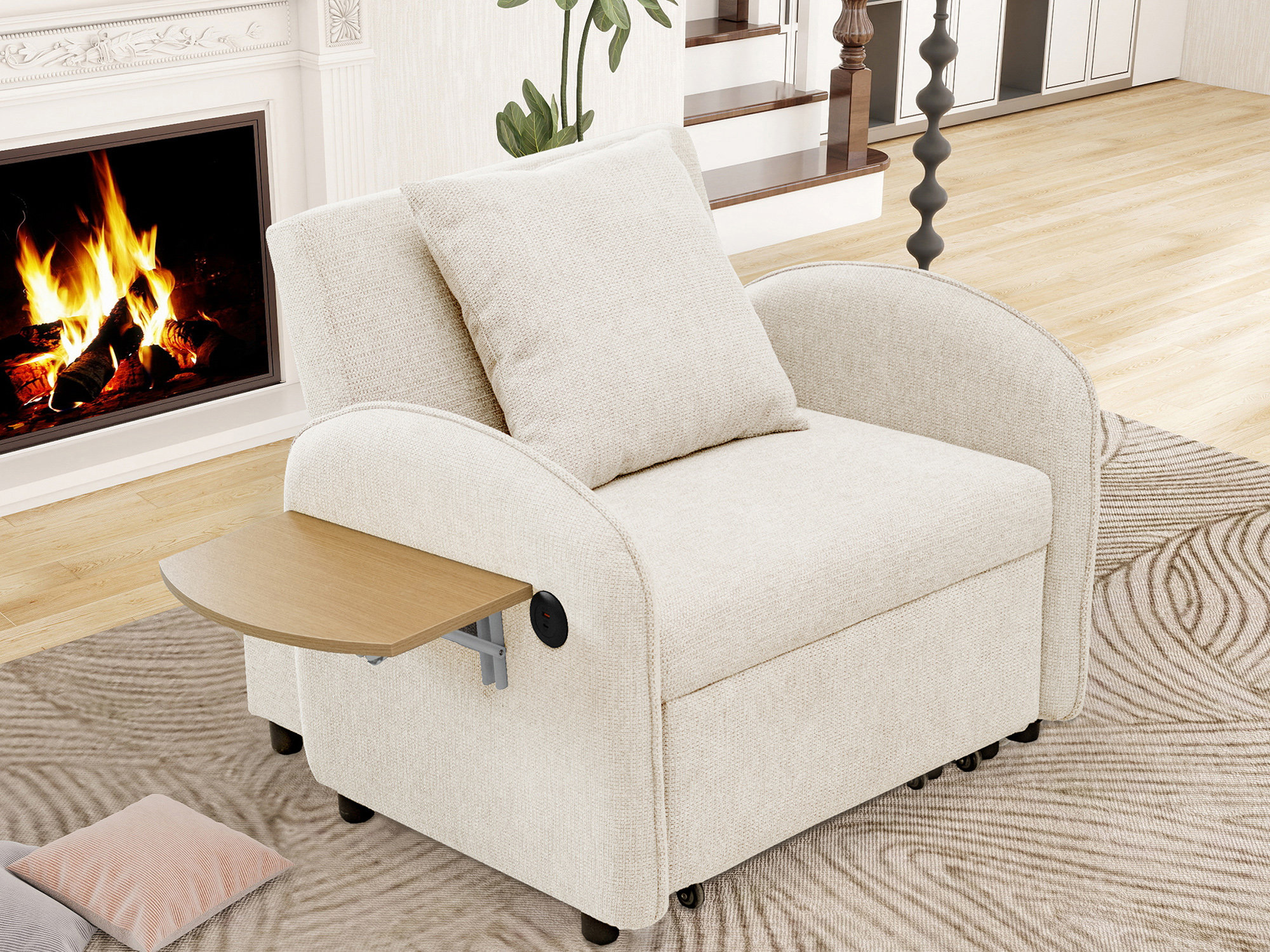 Latitude Run® 3-In-1 Convertible Accent Chair, Upholstered Sleeper Sofa ...