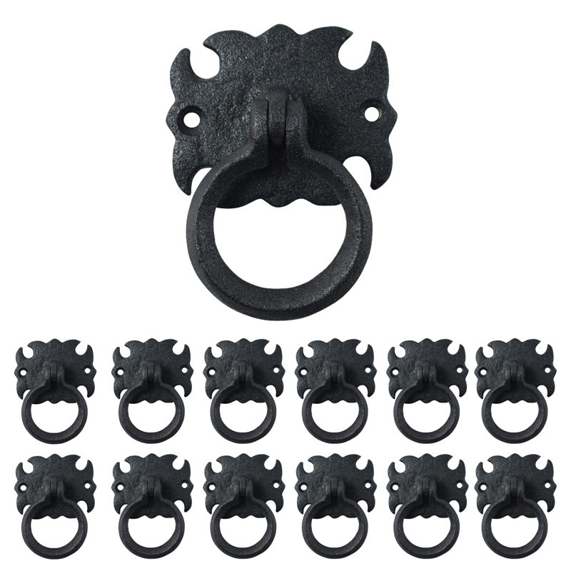 The Renovators Supply Inc. Black Wrought Iron Cabinet Ring Pull Handles ...