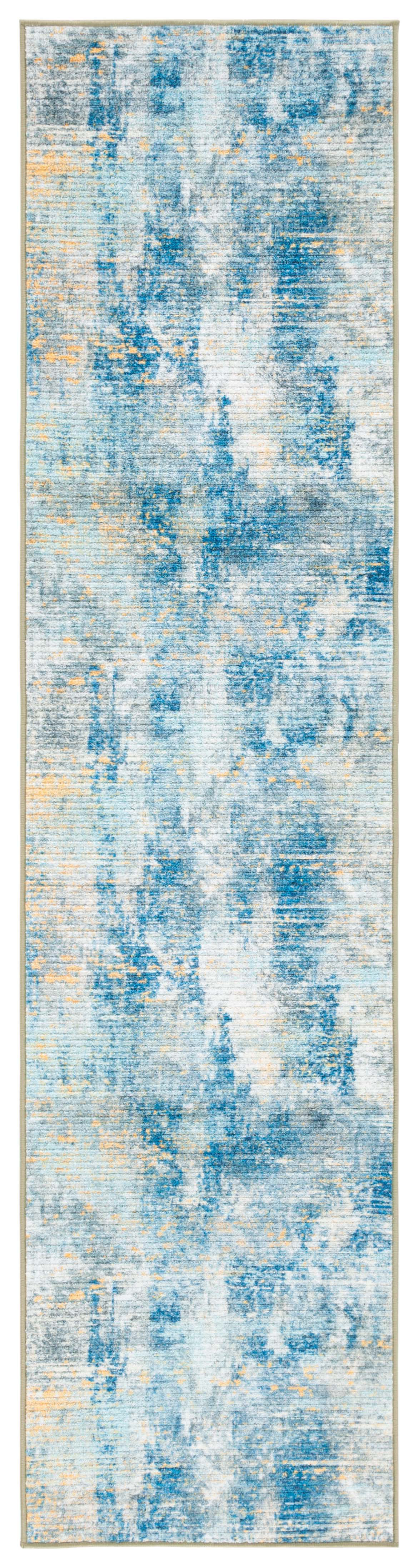 17 Stories Sequoia 100 Area Rug In Ivory Blue / Gold | Wayfair