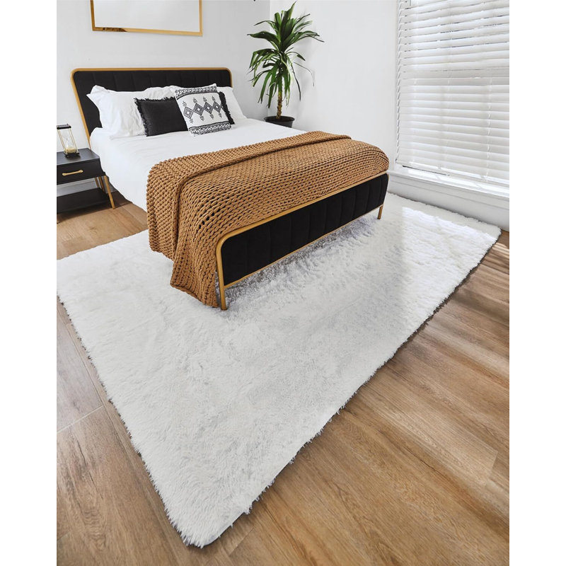 Marovil White Large Fluffy Fuzzy Rugs | Wayfair