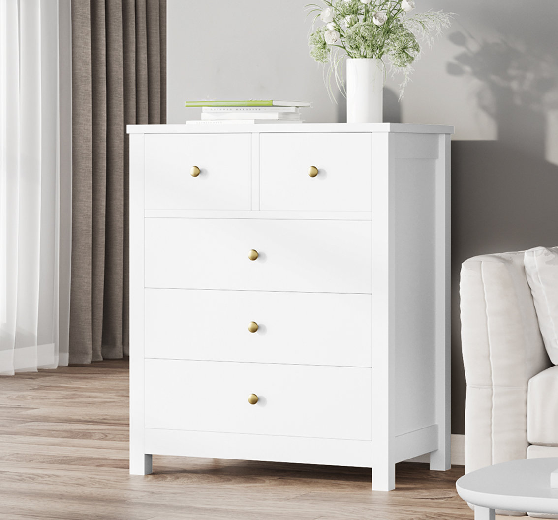 Winston Porter Small Heavy Duty Solid Structure 5 Drawers Dresser With ...