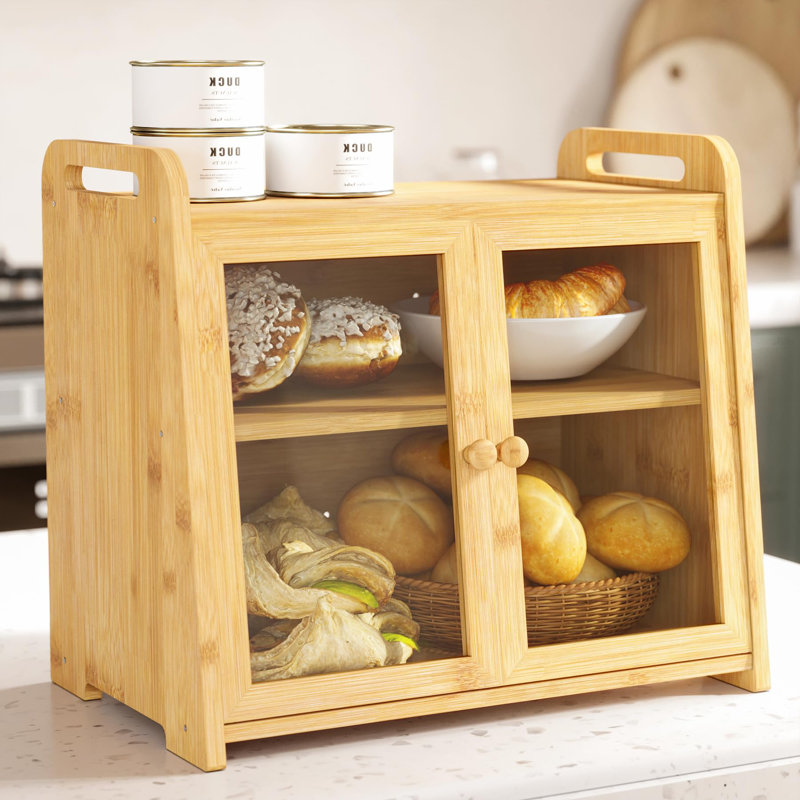 Foundry Select Bamboo Bread Box, Double Layer | Wayfair