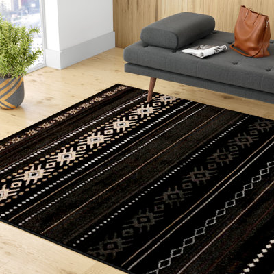 The Twillery Co.® Gorge Southwestern Black/Charcoal/Beige Area Rug ...