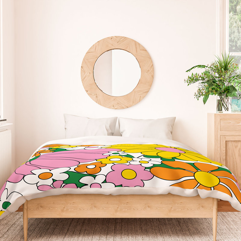 Deny Designs Jenean Morrison Yellow/Pink/Orange Standard Cotton Duvet ...