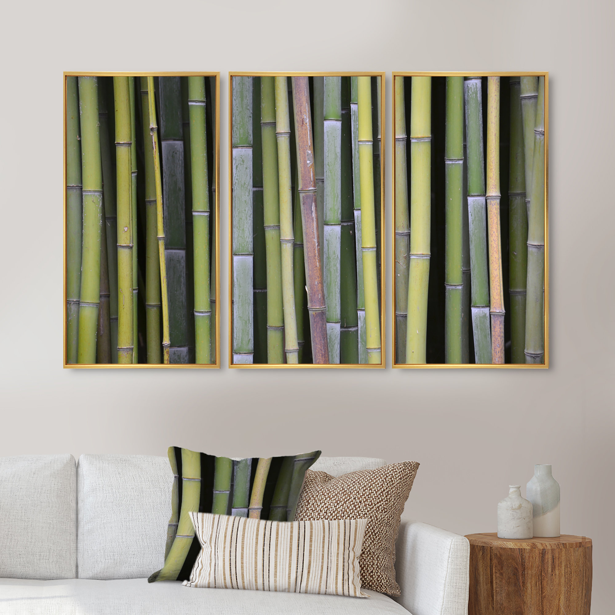 Bay Isle Home™ Green Bamboo Stems - Cabin & Lodge Framed Canvas Wall ...