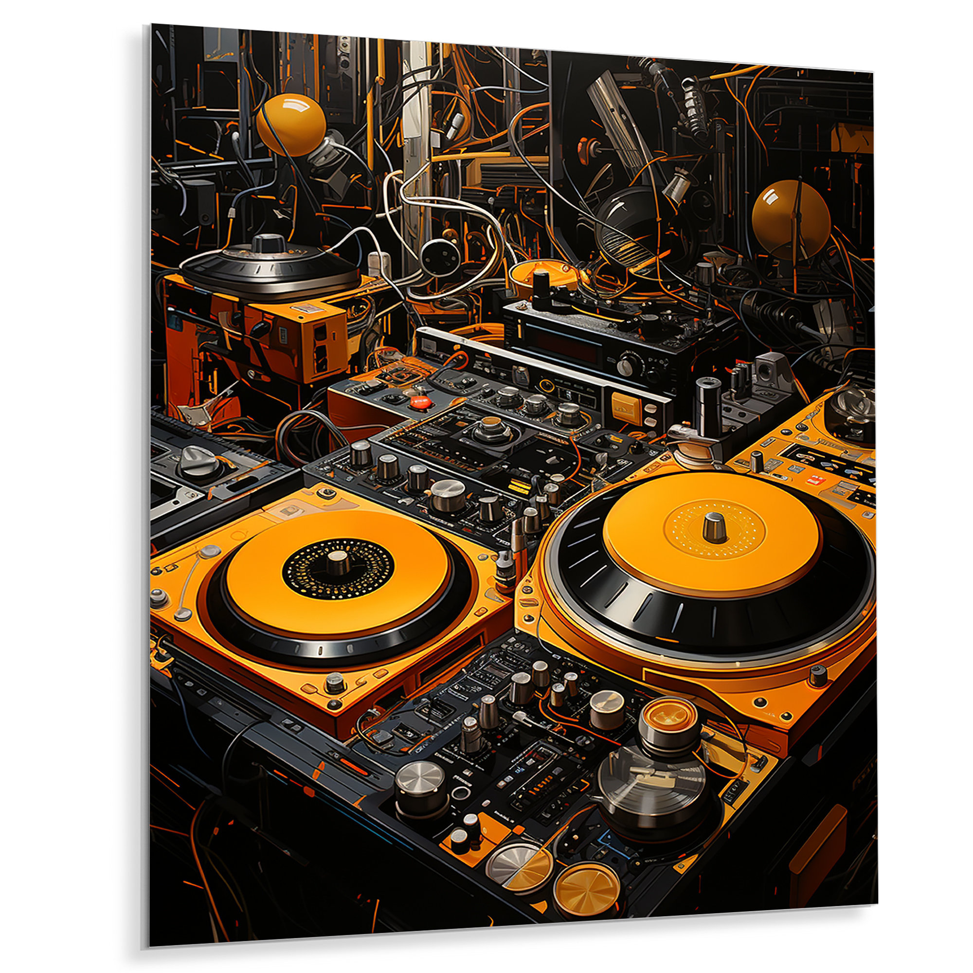 Ebern Designs " Yellow Turntables Boom Boxes IV " | Wayfair
