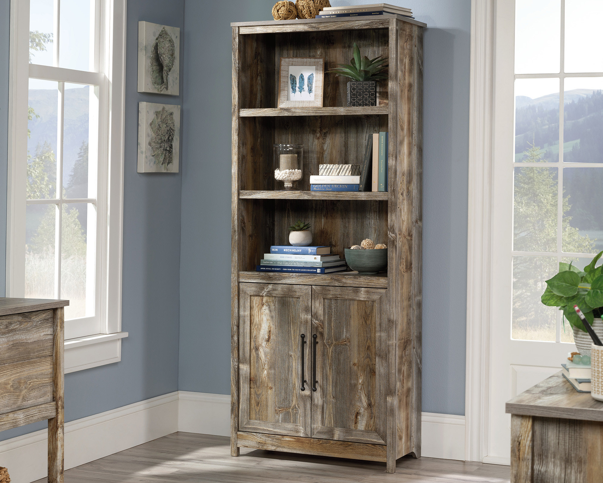 Ebern Designs Granite Trace Library With Doors | Wayfair