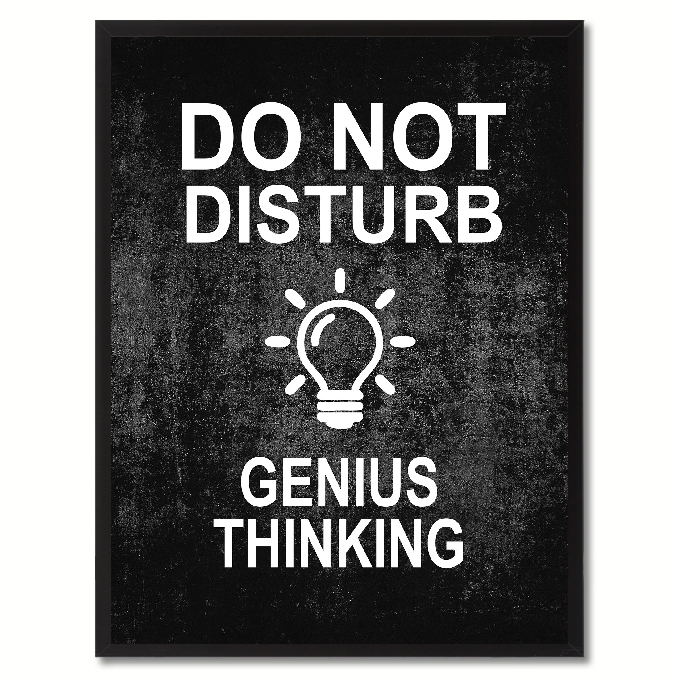 Trinx Do Not Disturb Genius Thinking Sign Black Canvas Print, Framed ...