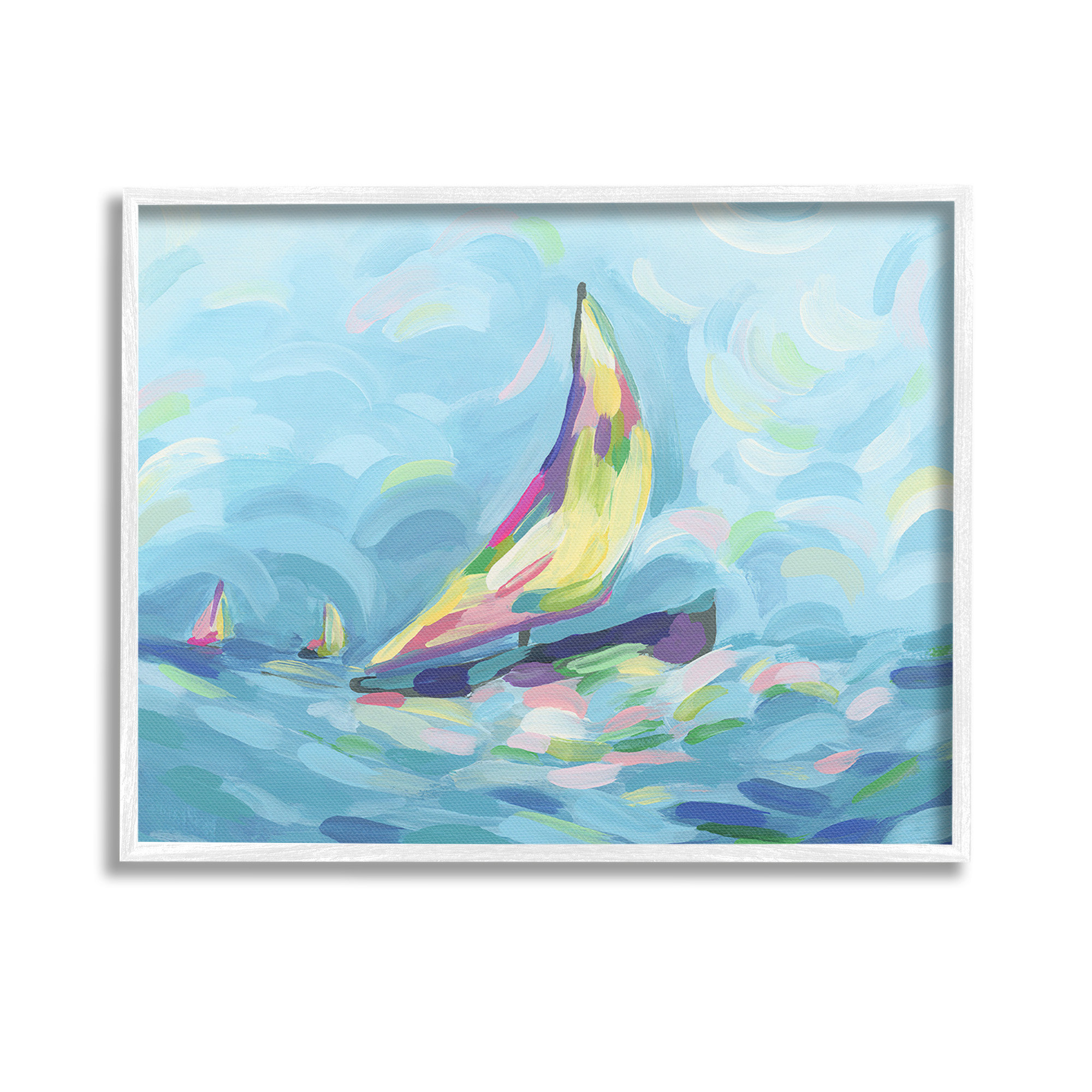 Stupell Industries Abstract Sailboat View Framed Giclee Art by June ...