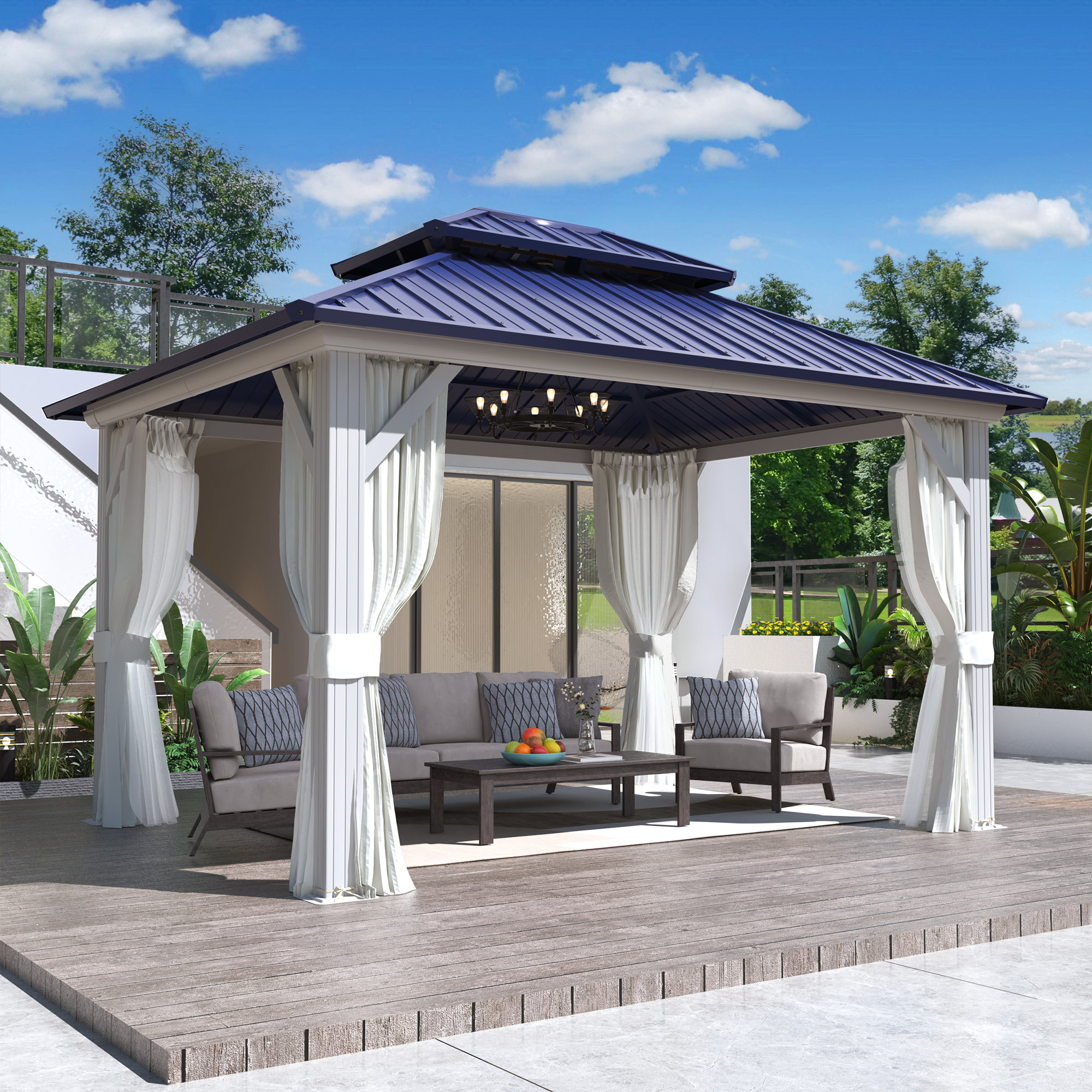 Arlmont & Co. Islaen 10' X 12' Hardtop Gazebo with Galvanized Steel ...