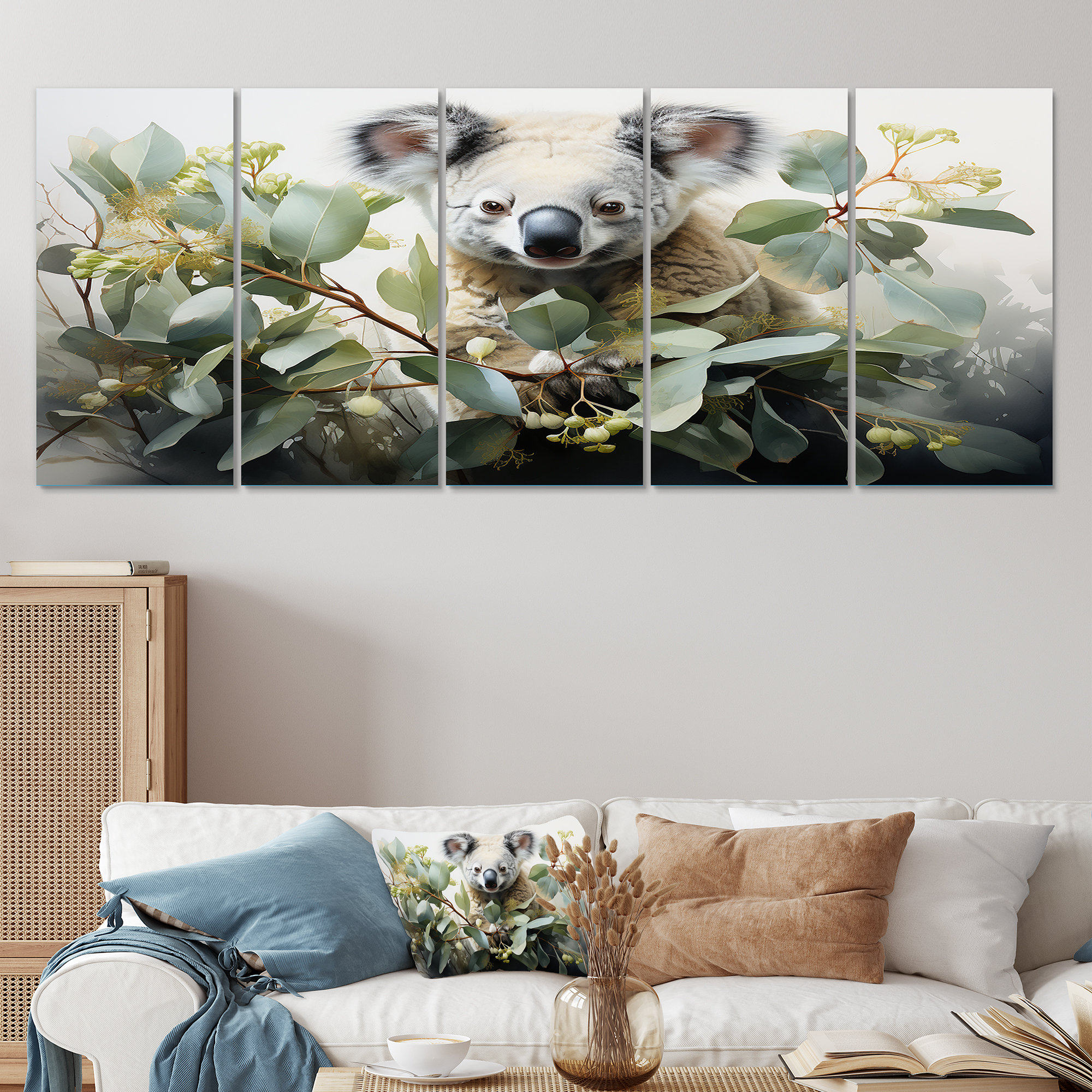 Millwood Pines Watercolor Koala Tree Observer III - Koala 5 Piece Wall Art Decor Set | Wayfair