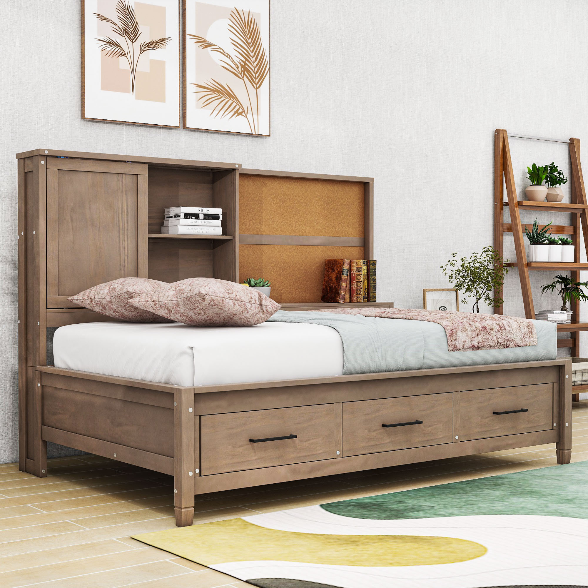 Winston Porter 3 Drawers Twin Daybed with Sliding-Door Storage Shelves ...