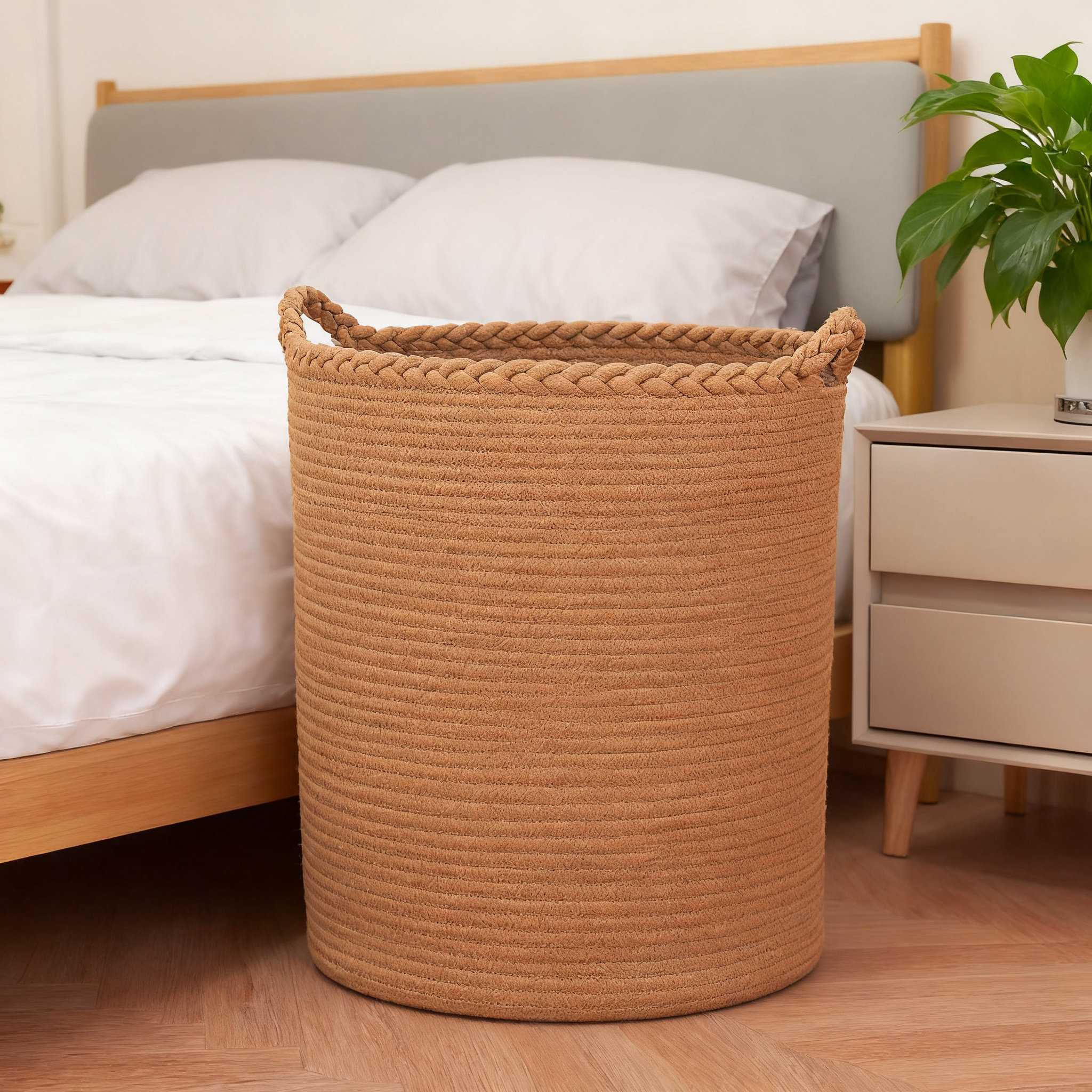 Hokku Designs 90L Oversize Woven Laundry Basket With Handles, Large ...