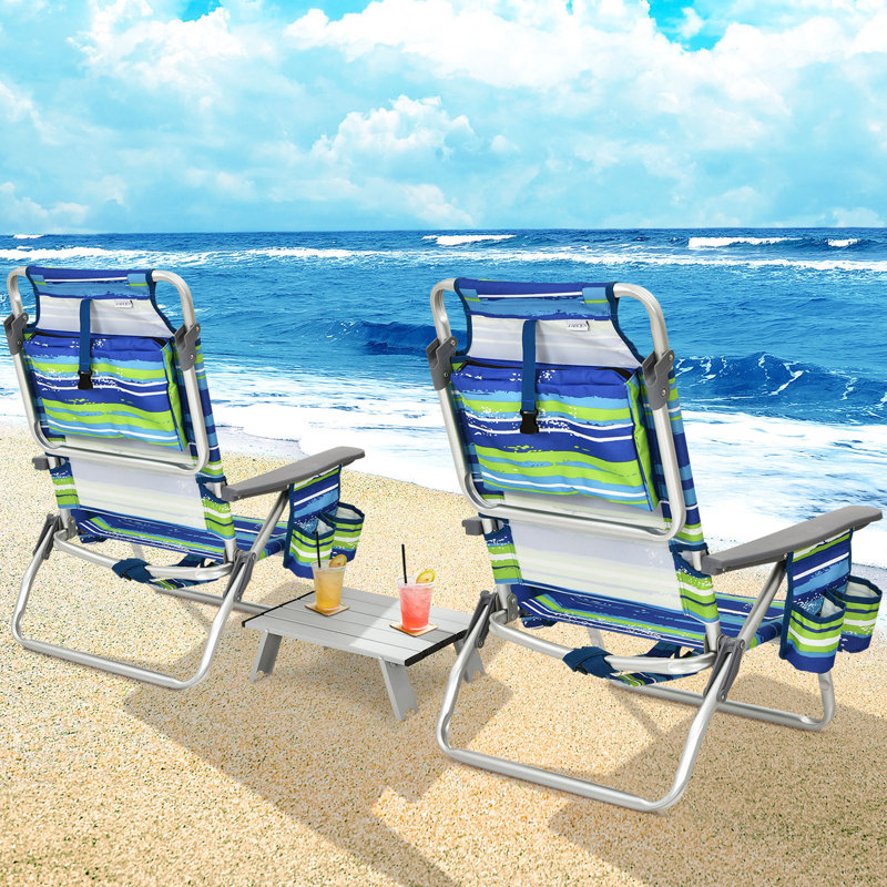 Arlmont & Co. Norek Reclining Folding Beach Chair | Wayfair