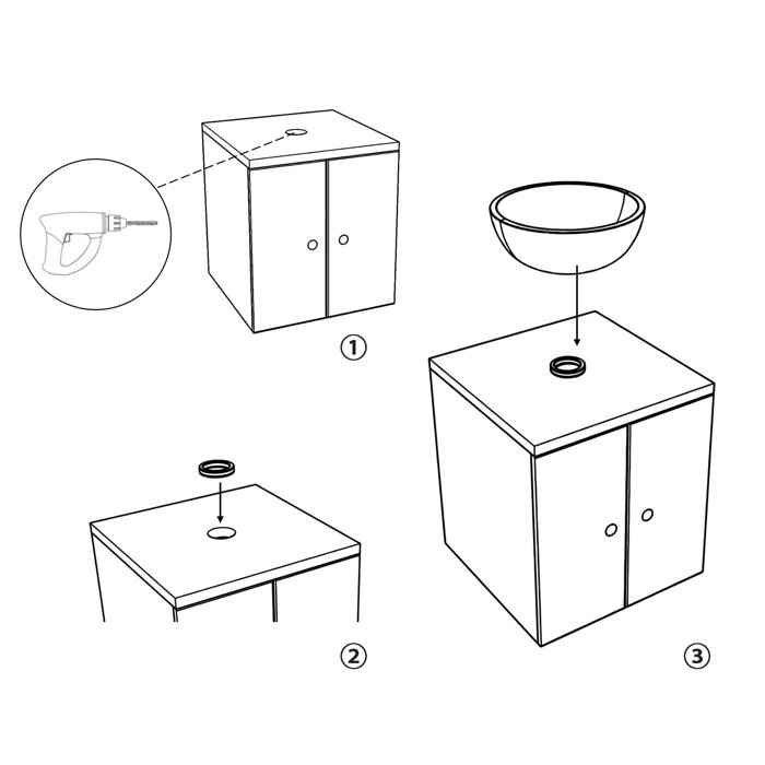 Aquaterior 3" Mounting Ring Spacer ABS Plastic for Glass Vessel Sink ...