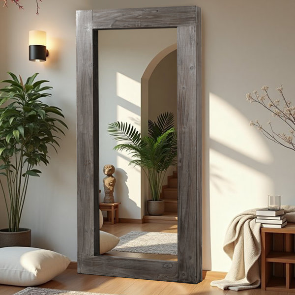 Gracie Oaks Distressed Solid Wood Mirror Leaning Mirror Wall Mirror ...