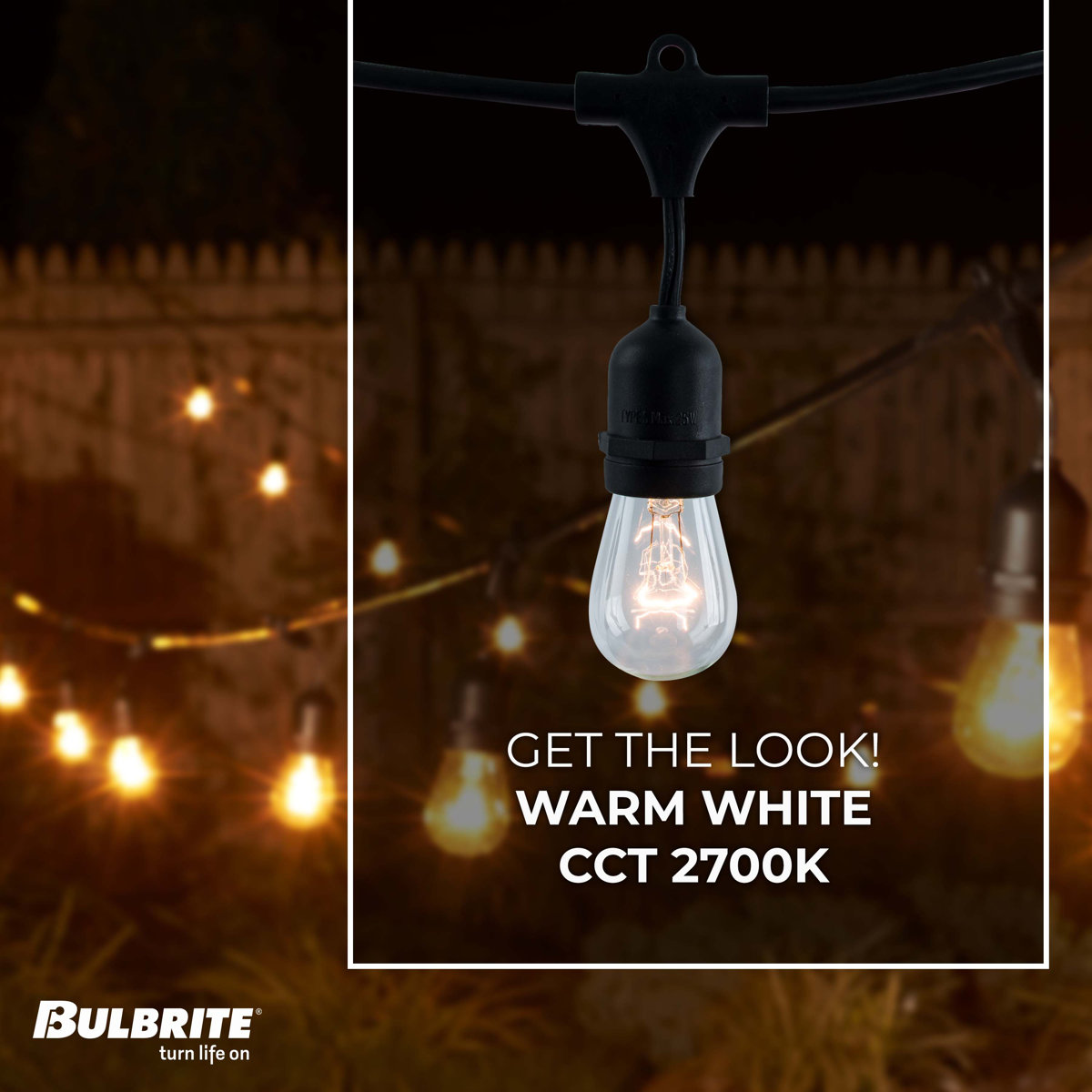 Bulbrite Industries 14-ft Outdoor Plug-In String Light (End to End ...