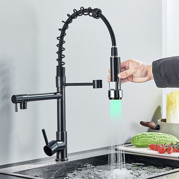 Belfry Kitchen Black LED Monobloc Kitchen Sink Mixer Tap Pull Out Dual ...