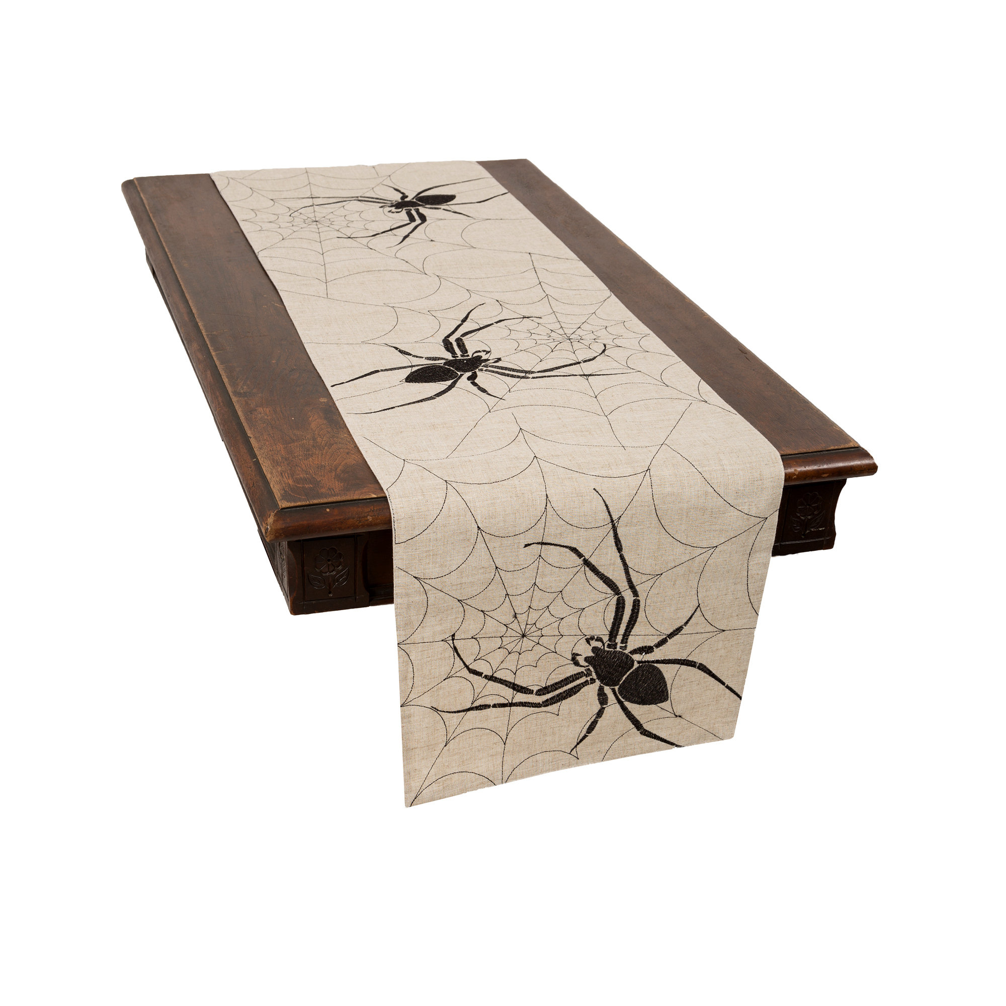 The Holiday Aisle® Meltham Halloween Creepy Spiders Table Runner | Wayfair