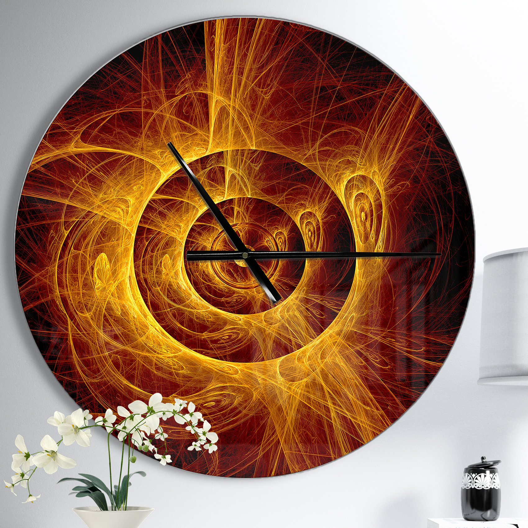 East Urban Home The Flashing Yellow Flame - Modern wall clock | Wayfair