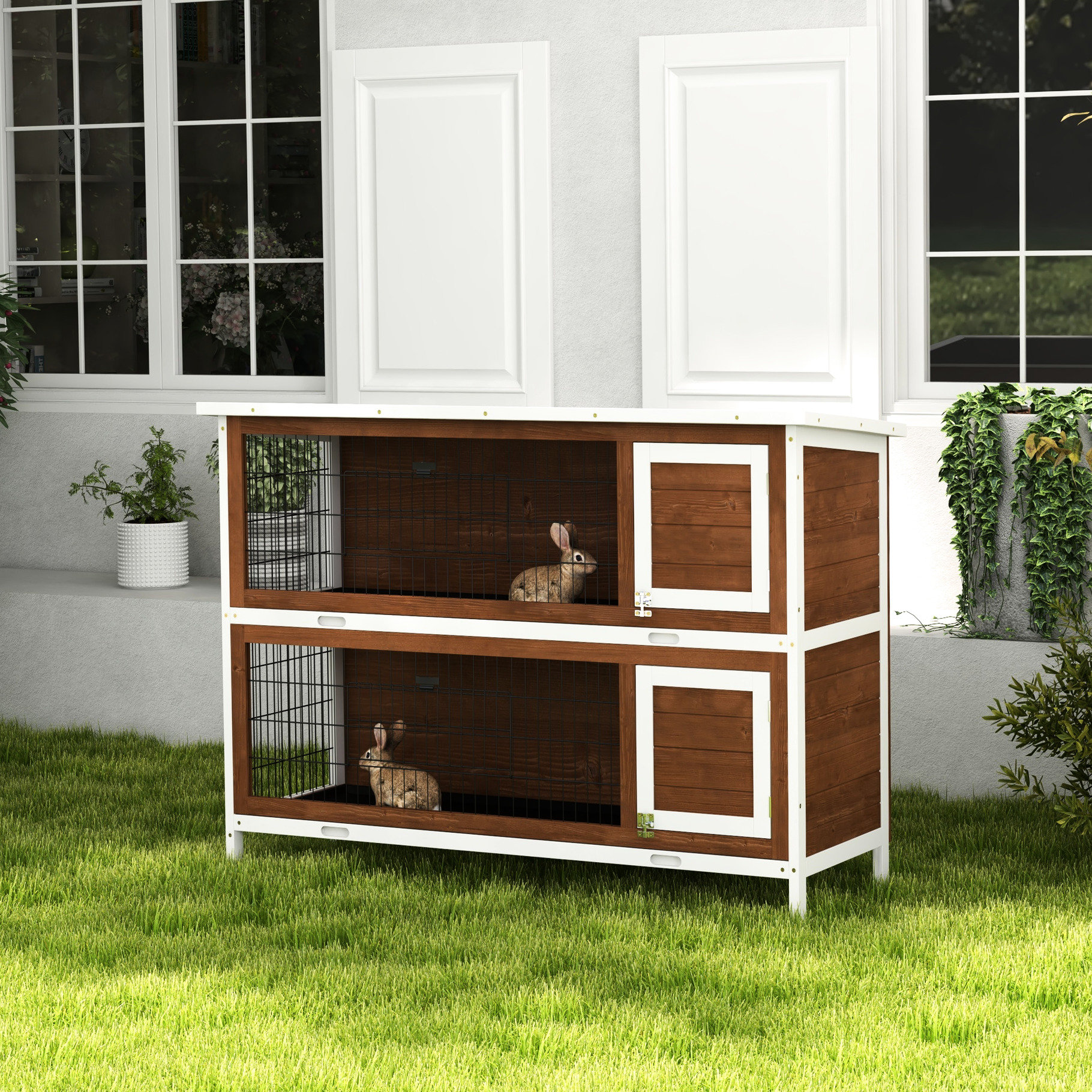 One Allium Way® 54" 2-story Large Rabbit With Lockable Doors And No ...