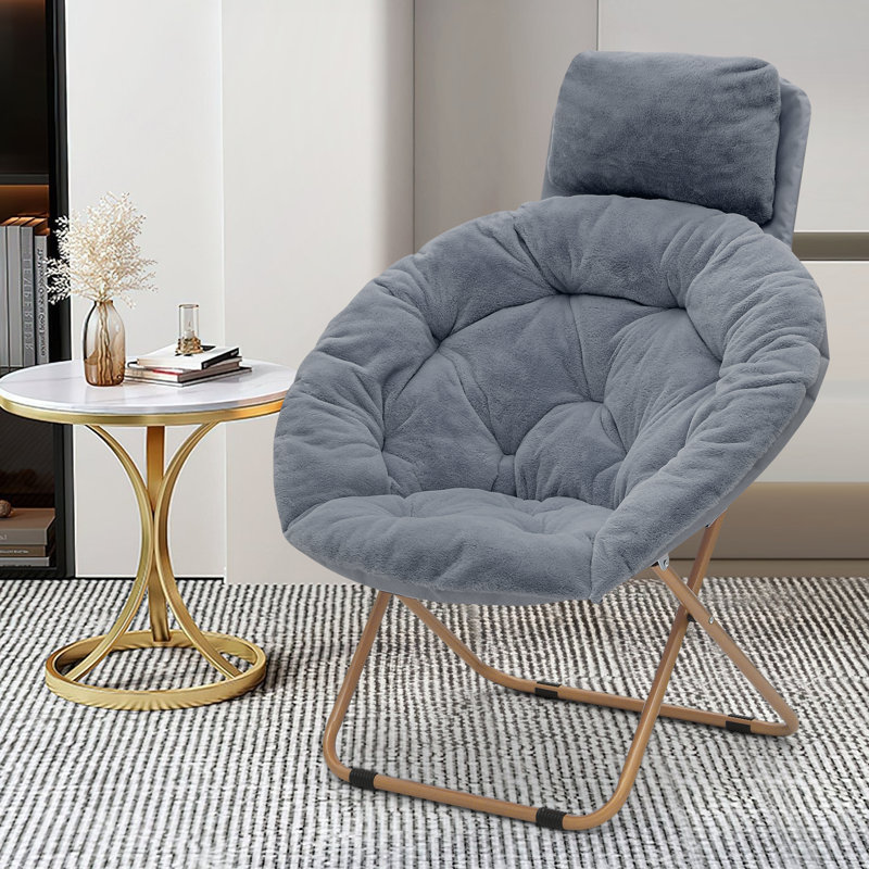 Mercer41 Prospero Foldable Saucer Chair with Pillow, Moon Chair Seating ...