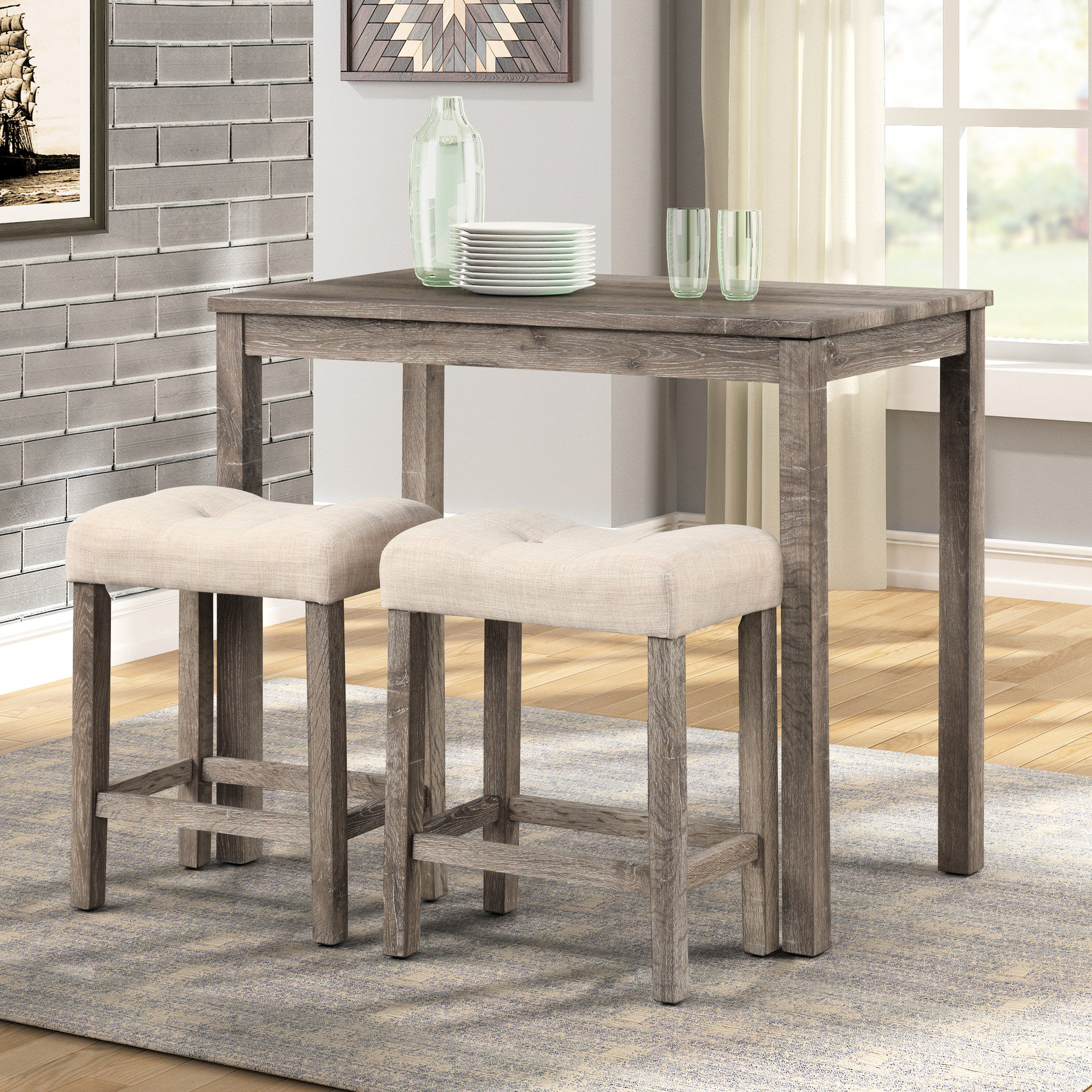 Lark Manor™ Taupe Button Counter Height Saddle Stools, Of 2, With ...