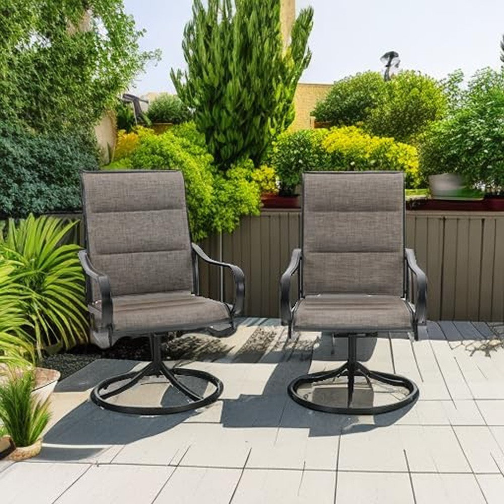 Hokku Designs Outdoor Swivel Patio Dining Chairs Set Of 2, All Weather ...