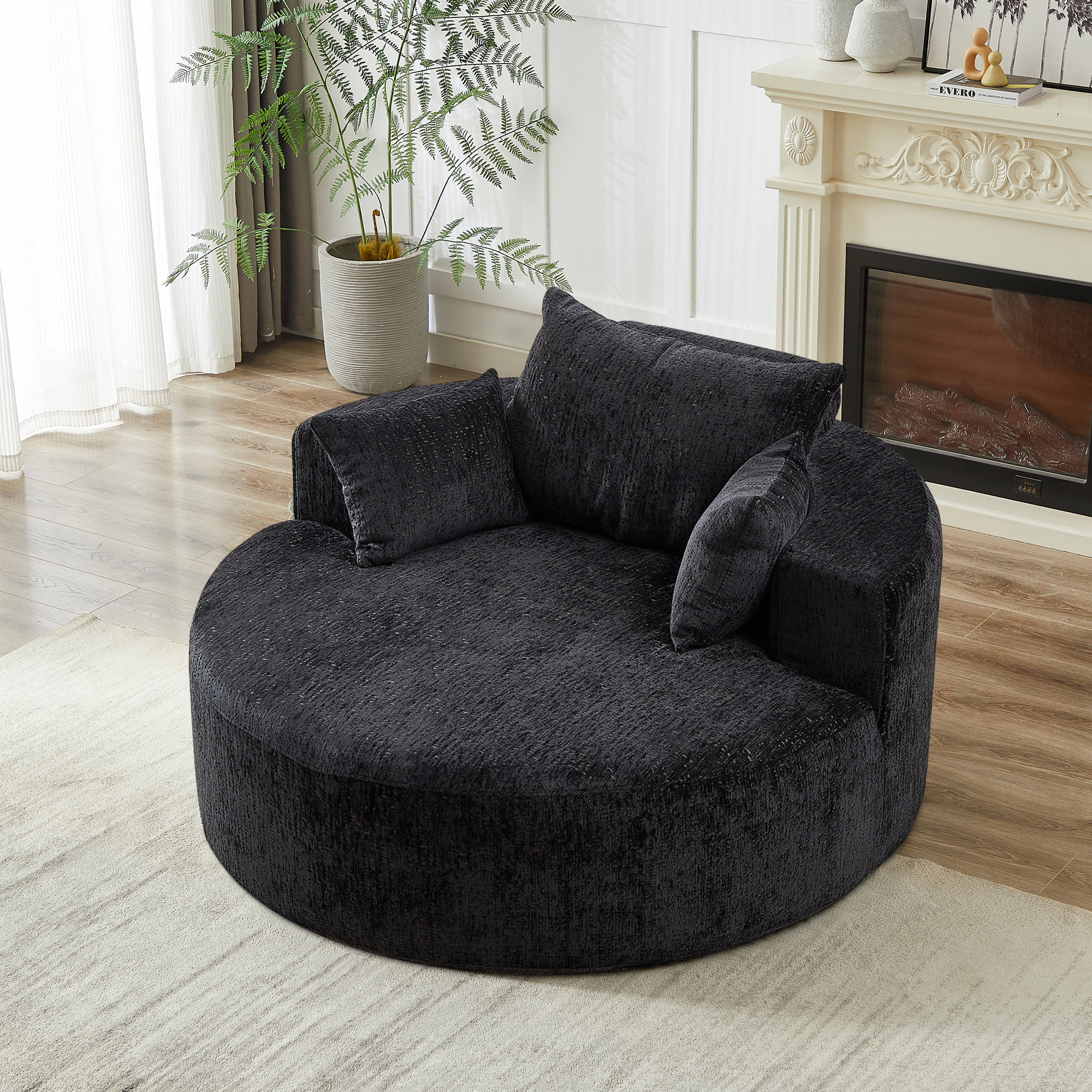 Latitude Run® 55''L Corduroy&Chenille Large Round Accent Chair, Modern ...