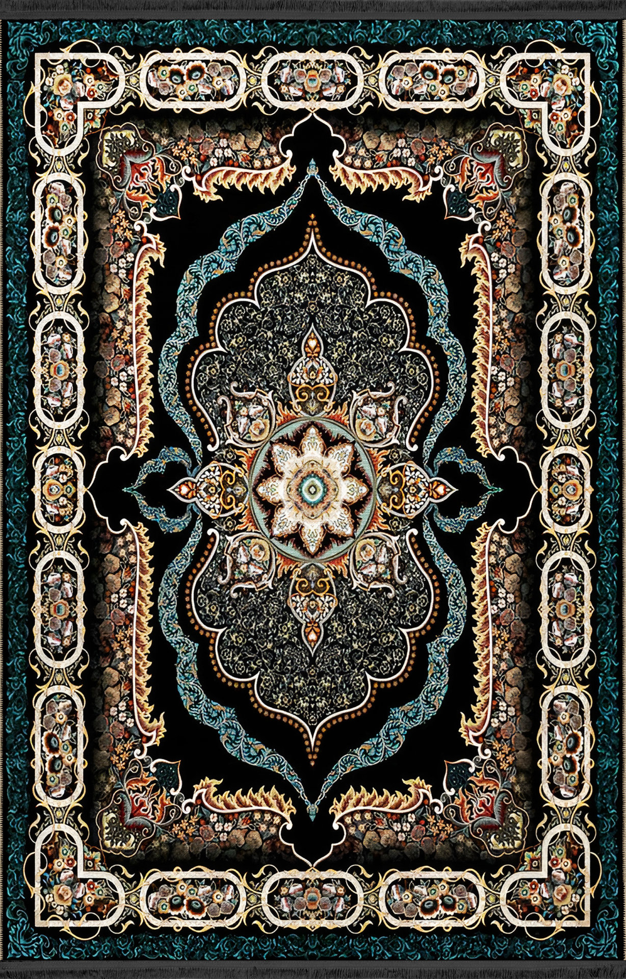 Hokku Designs Black-Themed Multi-Colored Traditional Motif Ethnic ...