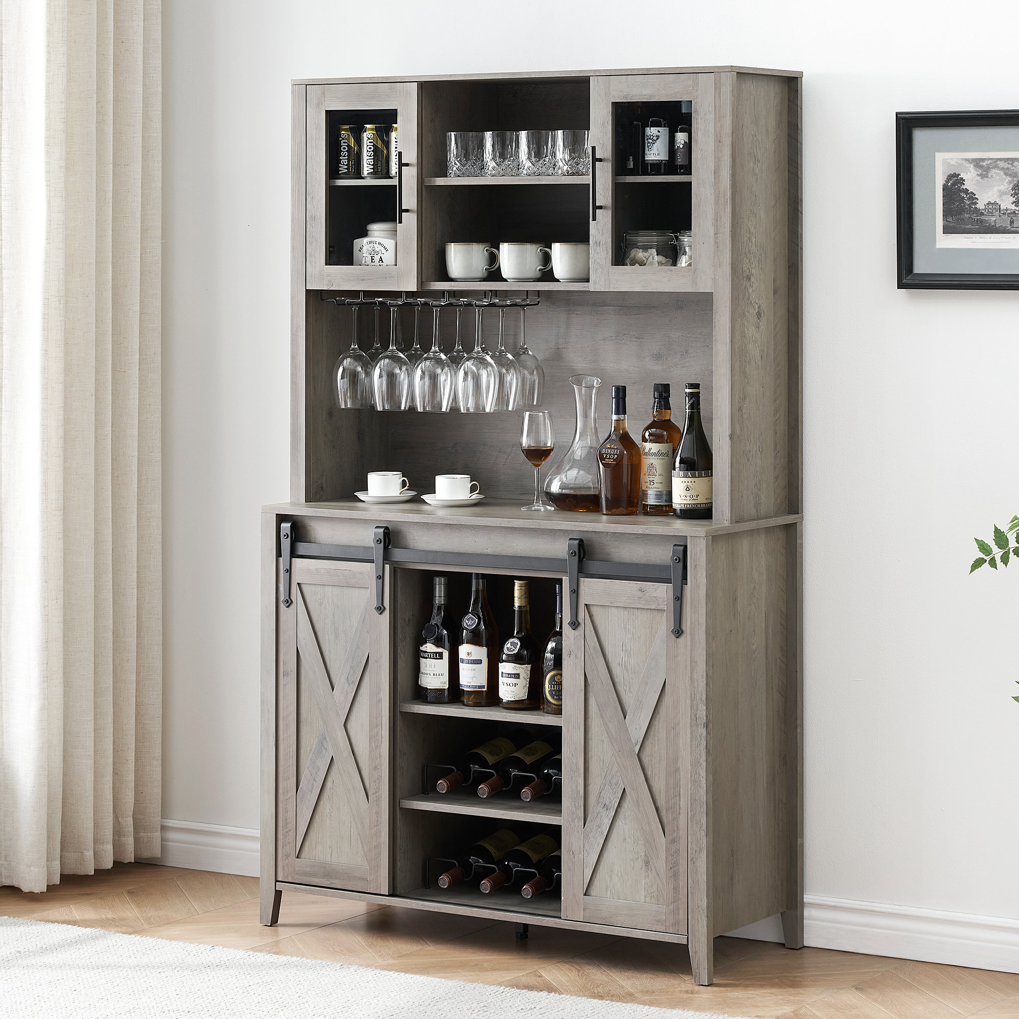 Gracie Oaks Meshah Sideboard with Bar Hutch & Reviews | Wayfair
