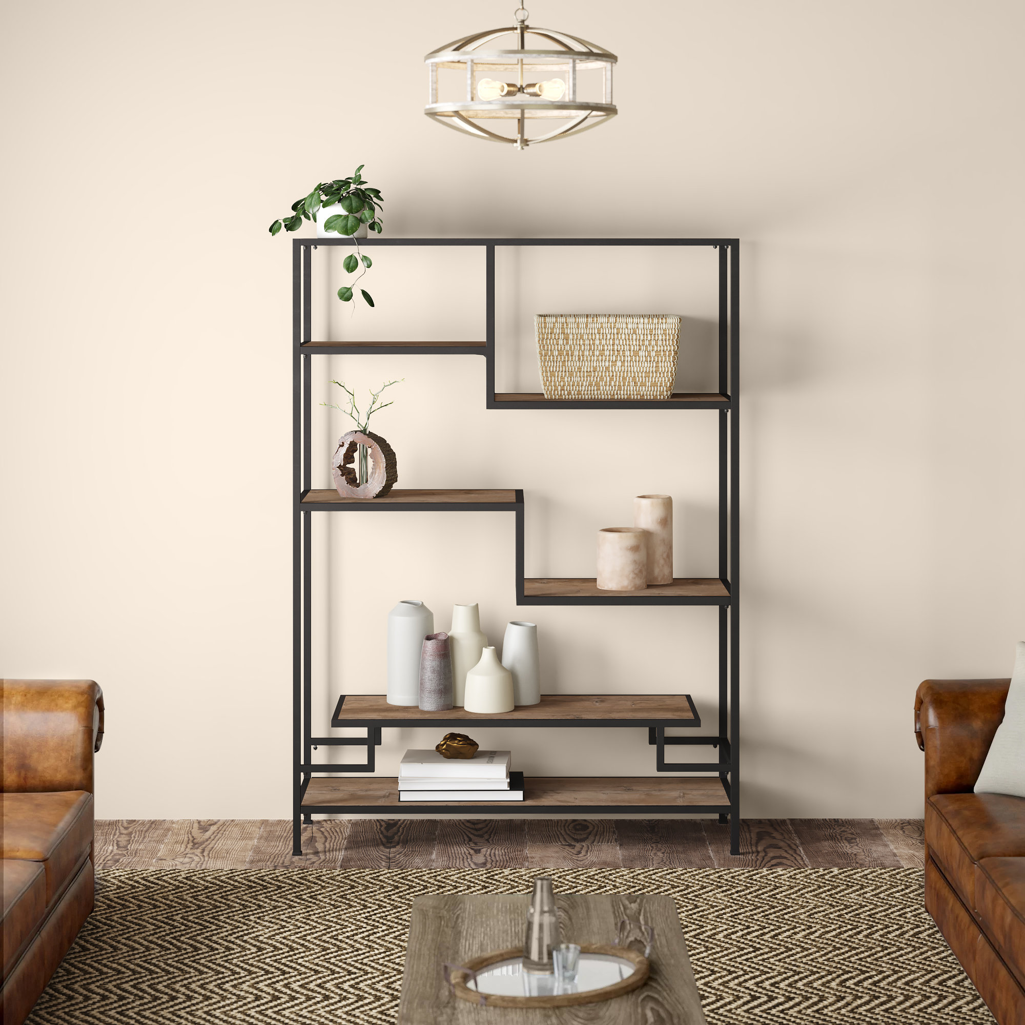 Gracie Oaks Schoenberger 80" H x 58" W Etagere Bookcase | Wayfair