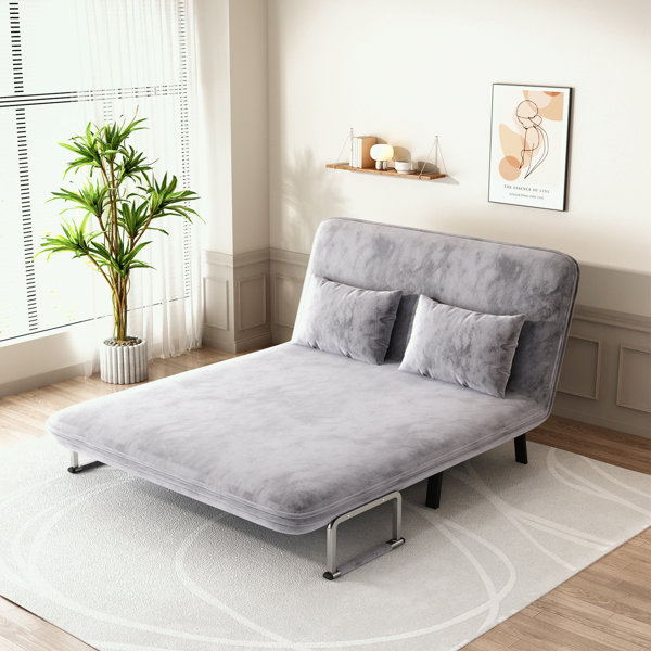 Trule Convertible steel frame Sofa Bed with Adjustable Backrest and 2 ...