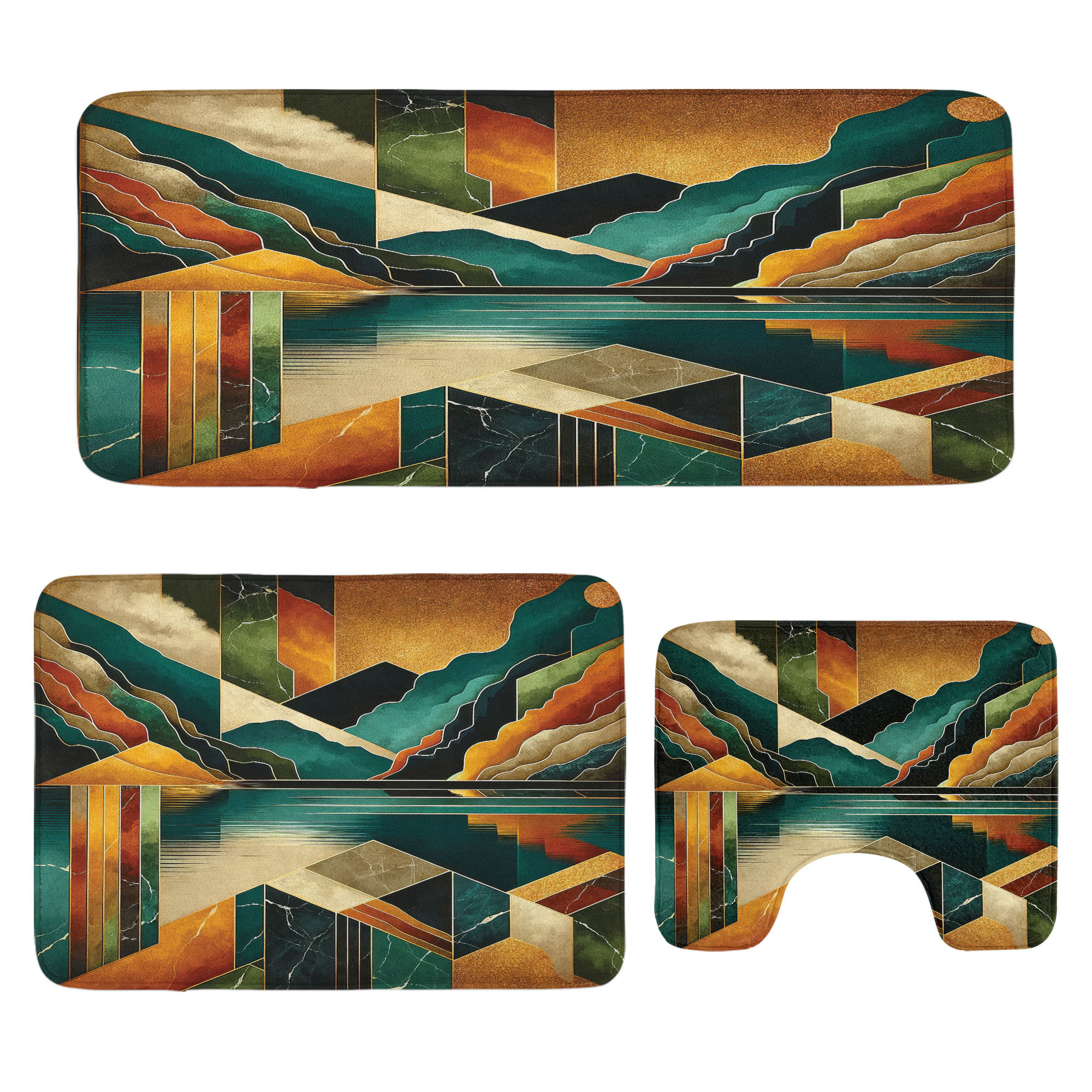 East Urban Home Mid Century Modern Bathroom Rug Set 3 Pieces U-Shape ...