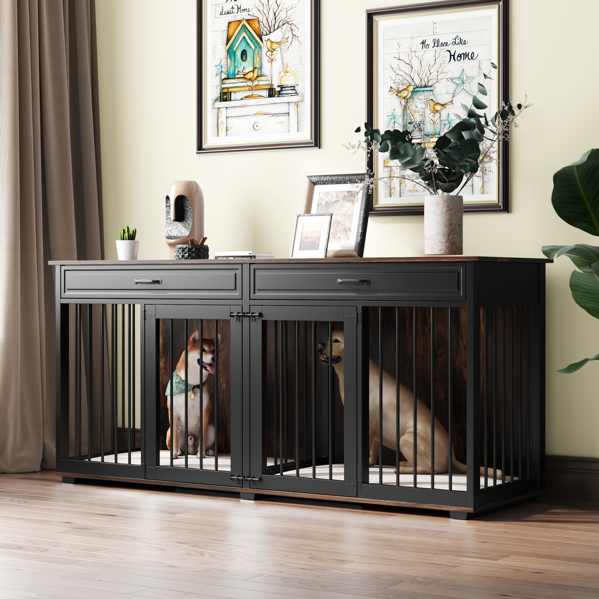 Tucker Murphy Pet™ Dorilal Large Dog Crate Furniture With 2 Drawers And ...