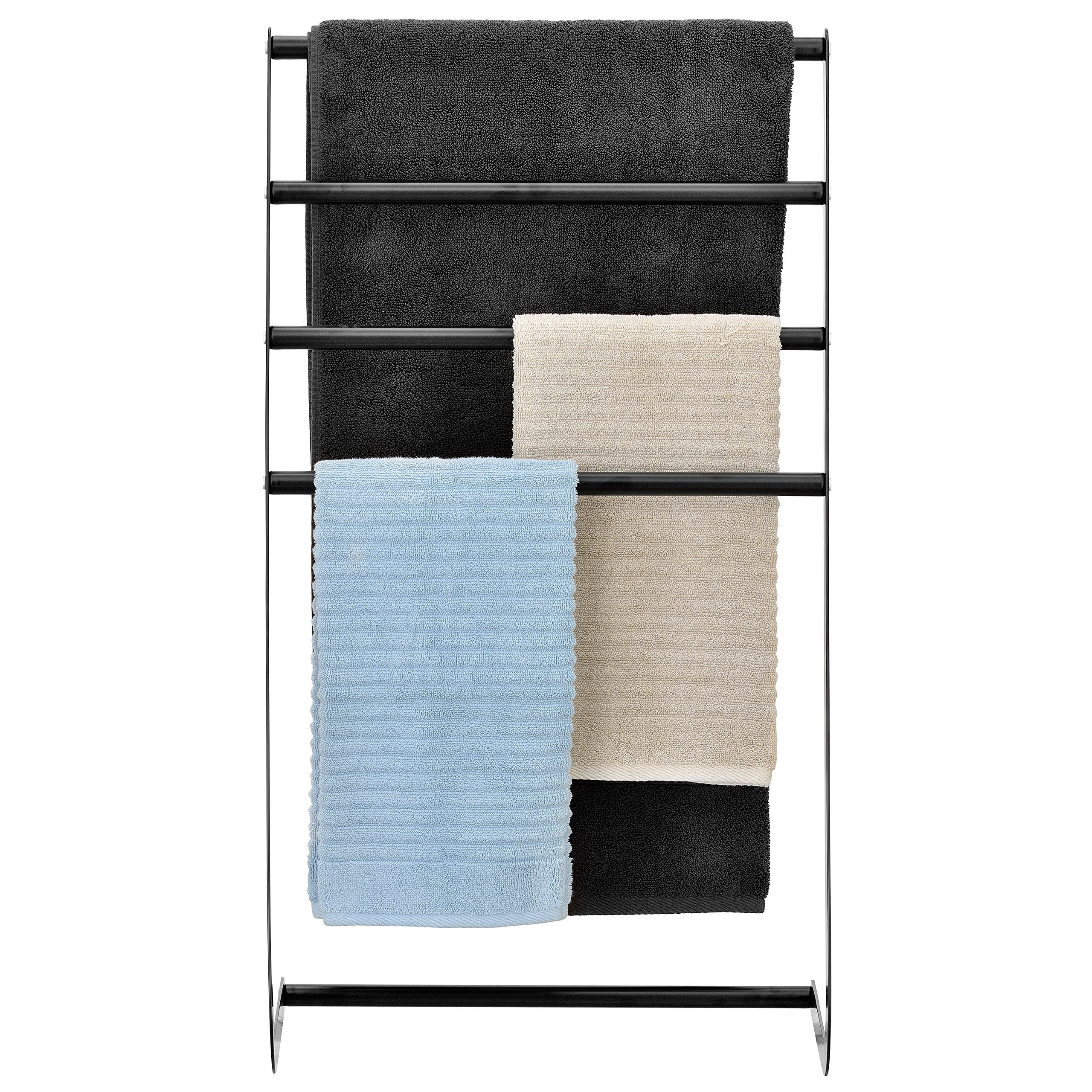 17 Stories 4-Tier Freestanding Black Metal Blanket Rack For Bathroom ...