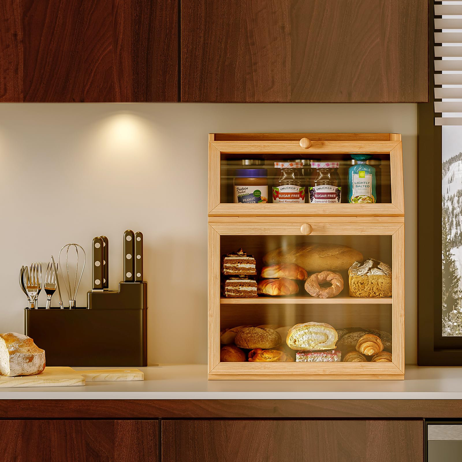 Loon Peak® Goldarina Wood Food Storage Container | Wayfair