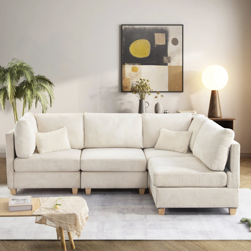 MYINDA Upholstered Corduroy Sectional & Reviews | Wayfair