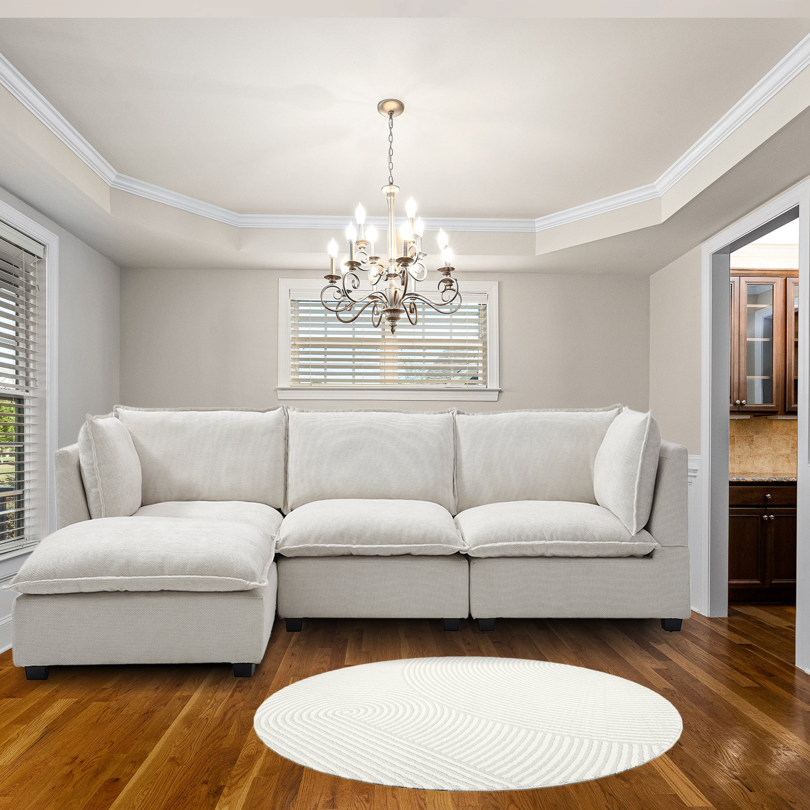 Latitude Run® Balendin Feather Down L-Shaped Sectional Sofa, Apartment ...