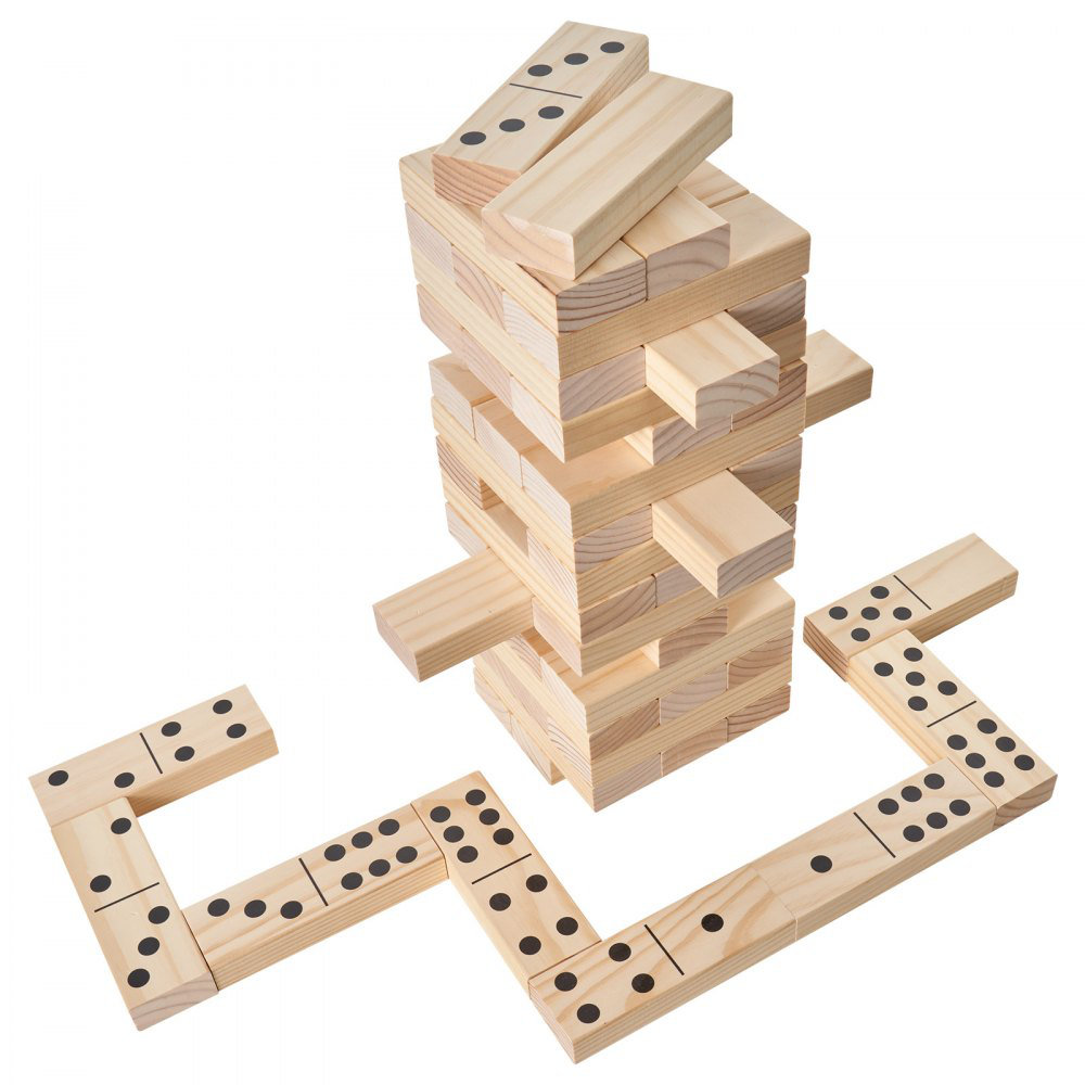 VEVOR Tumbling Timber Toy 60 Blocks Giant Tumble Tower Blocks Game Pine ...