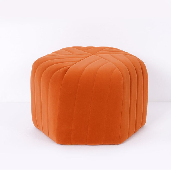 Homary 18.5" Wide Velvet Pouf Ottoman Hexagonal Ottoman In Orange | Wayfair