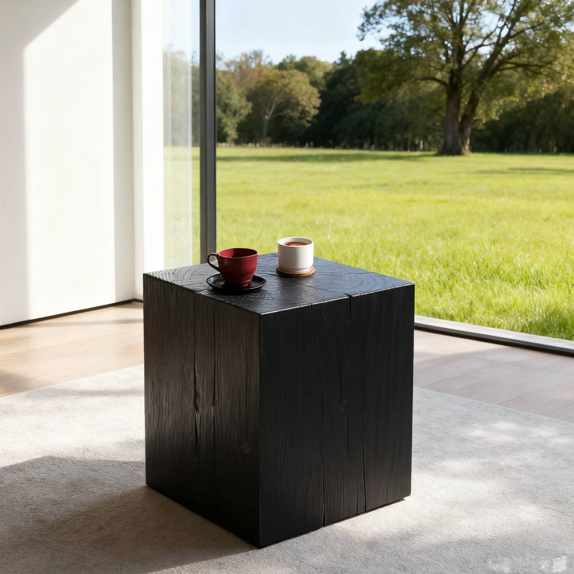 Latitude Run® 27.75"H End Table, Wood-Look Square Column, Distressed ...