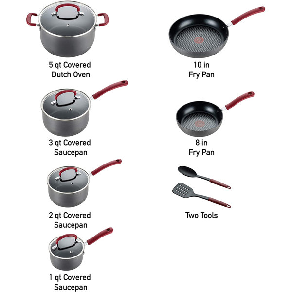 T-fal Ultimate Hard Anodized Aluminum Nonstick Cookware Set, 12 piece ...