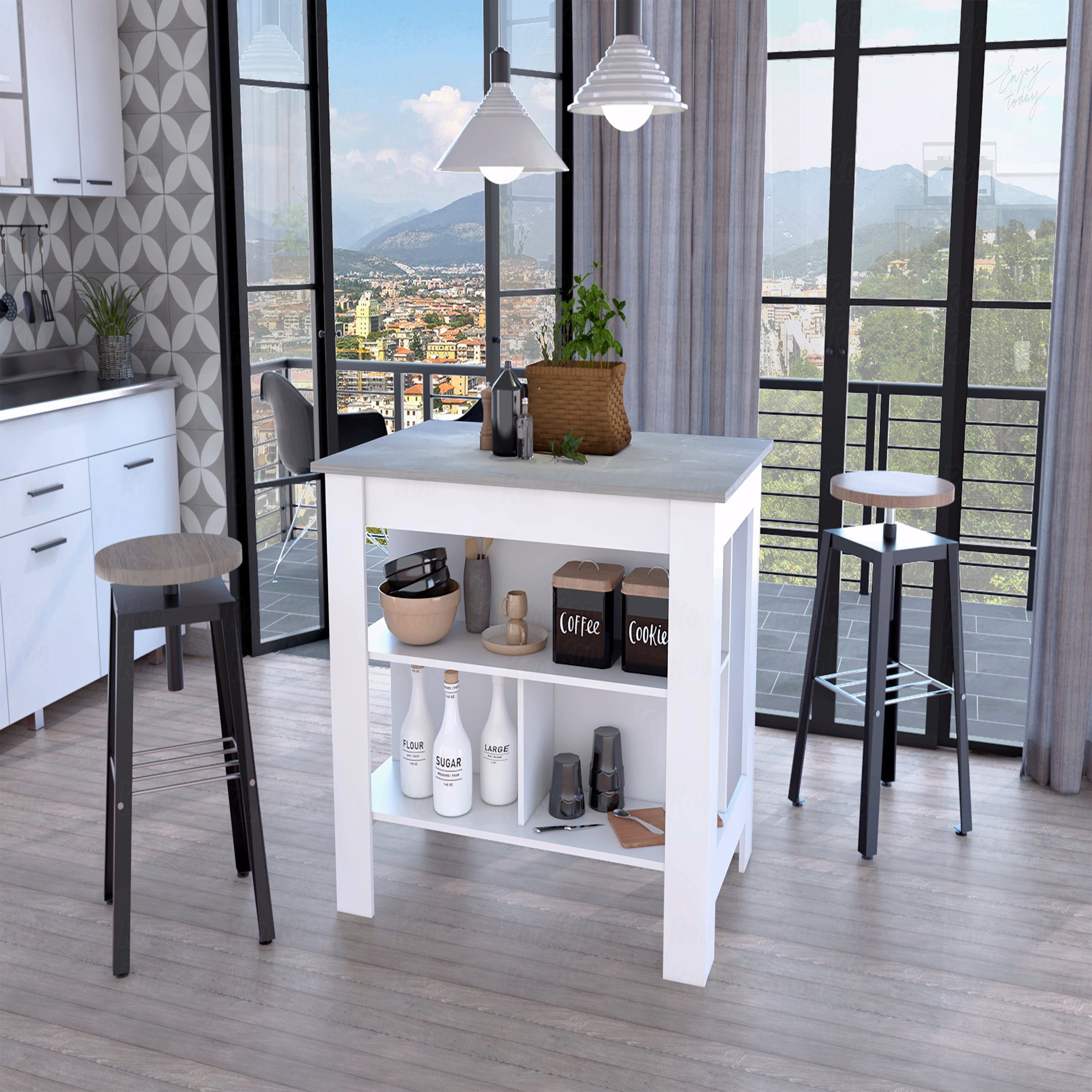 Latitude Run® 3-Shelf Kitchen Island - Wayfair Canada