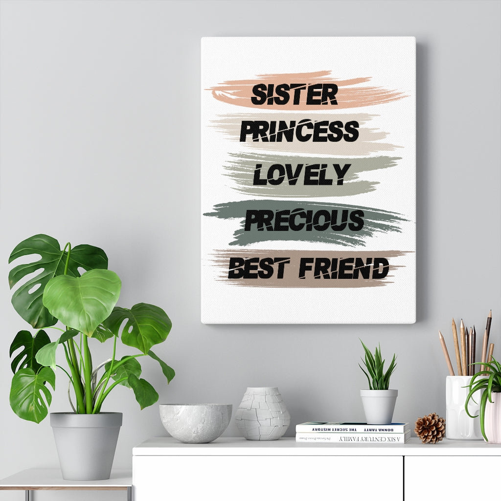 Trinx Inspirational Quote Canvas Sister Princess Lovely Wall Art ...