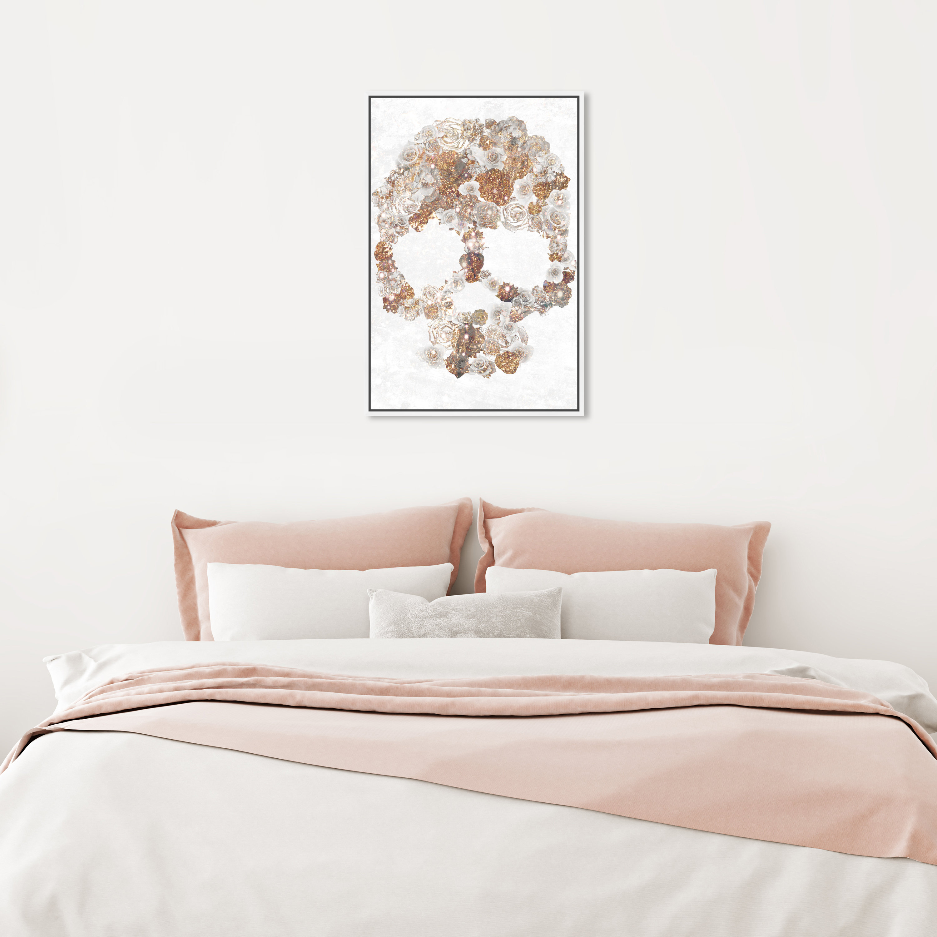 Oliver Gal Prints Gold Dust Floral Skul - Graphic Art on Canvas | Wayfair