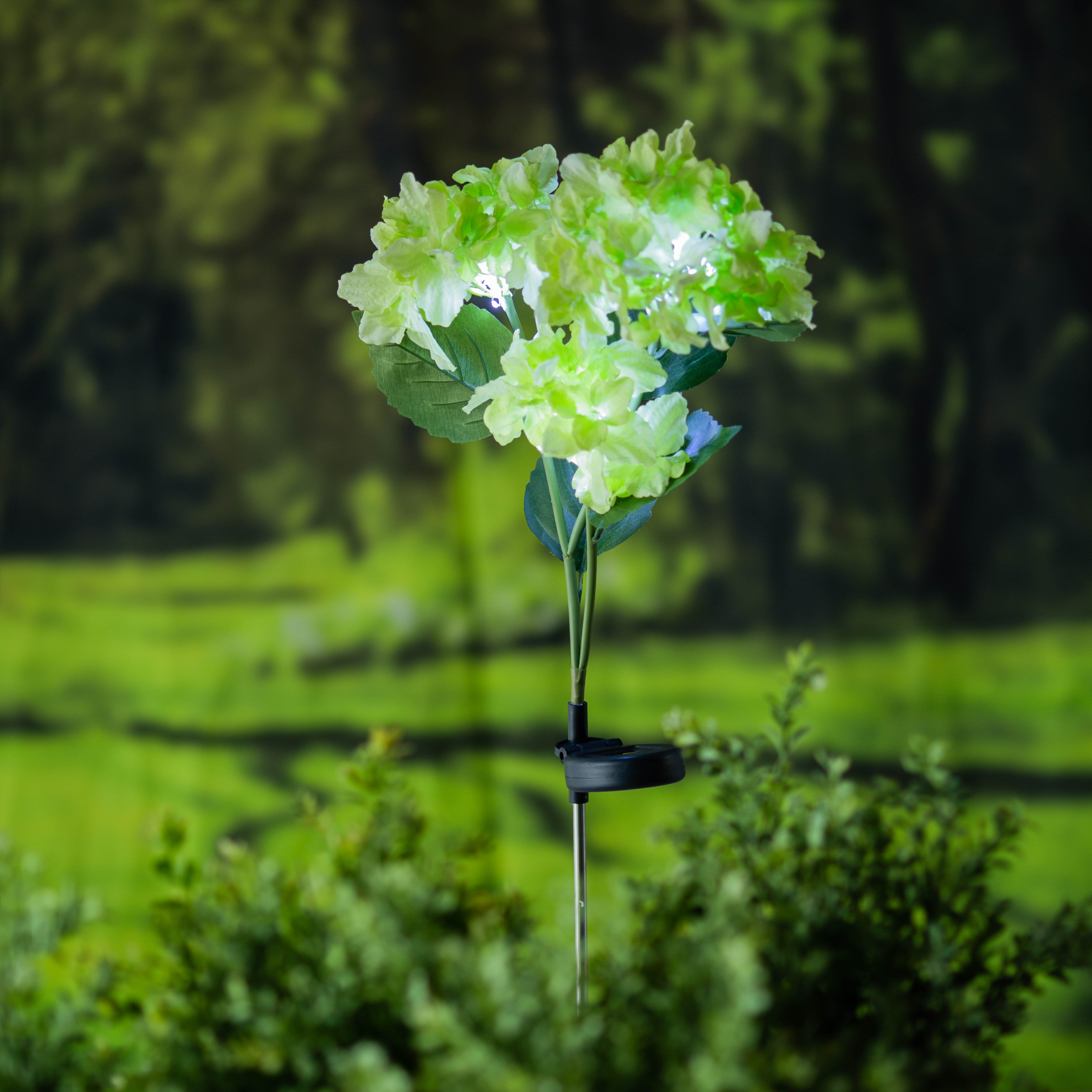 Arlmont & Co. Lanasha 31" Solar Artificial Green Hydrangea Floral ...